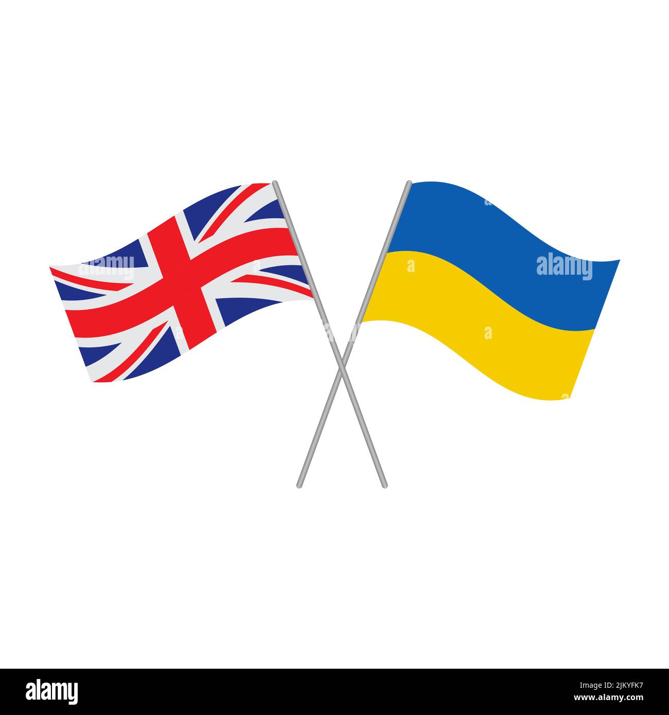Ukraine and Britain crossed flags isolated on white background. Vector ...
