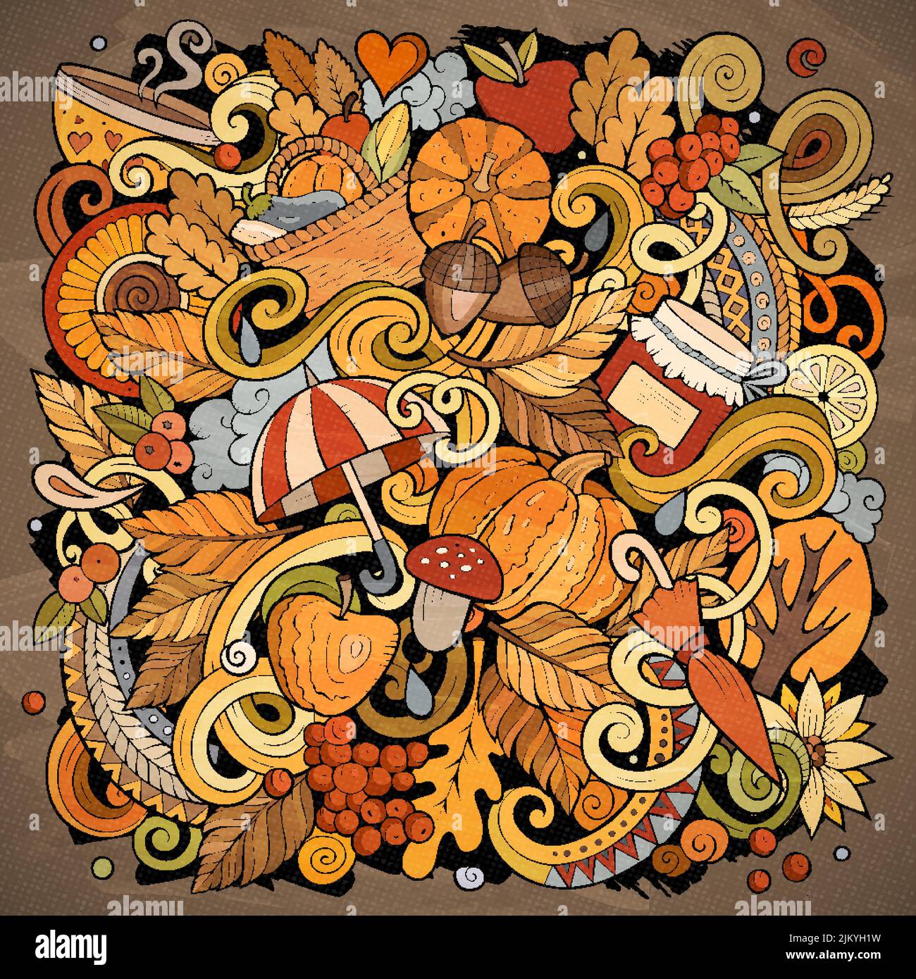 Autumn cartoon vector doodles illustration Stock Vector Image & Art - Alamy