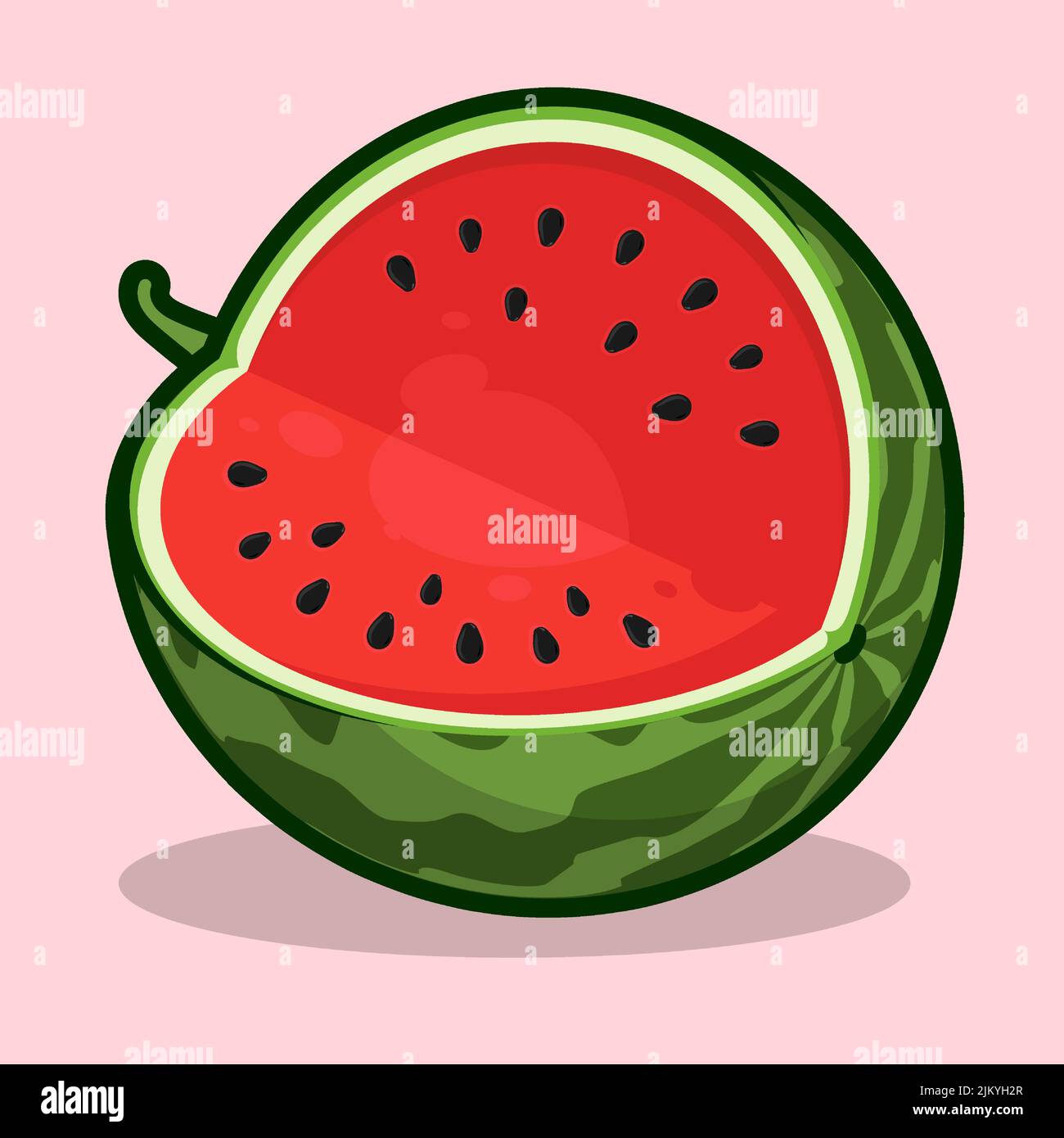 Ripe cut watermelon. Autumn harvesting. Watermelon icon with thick ...