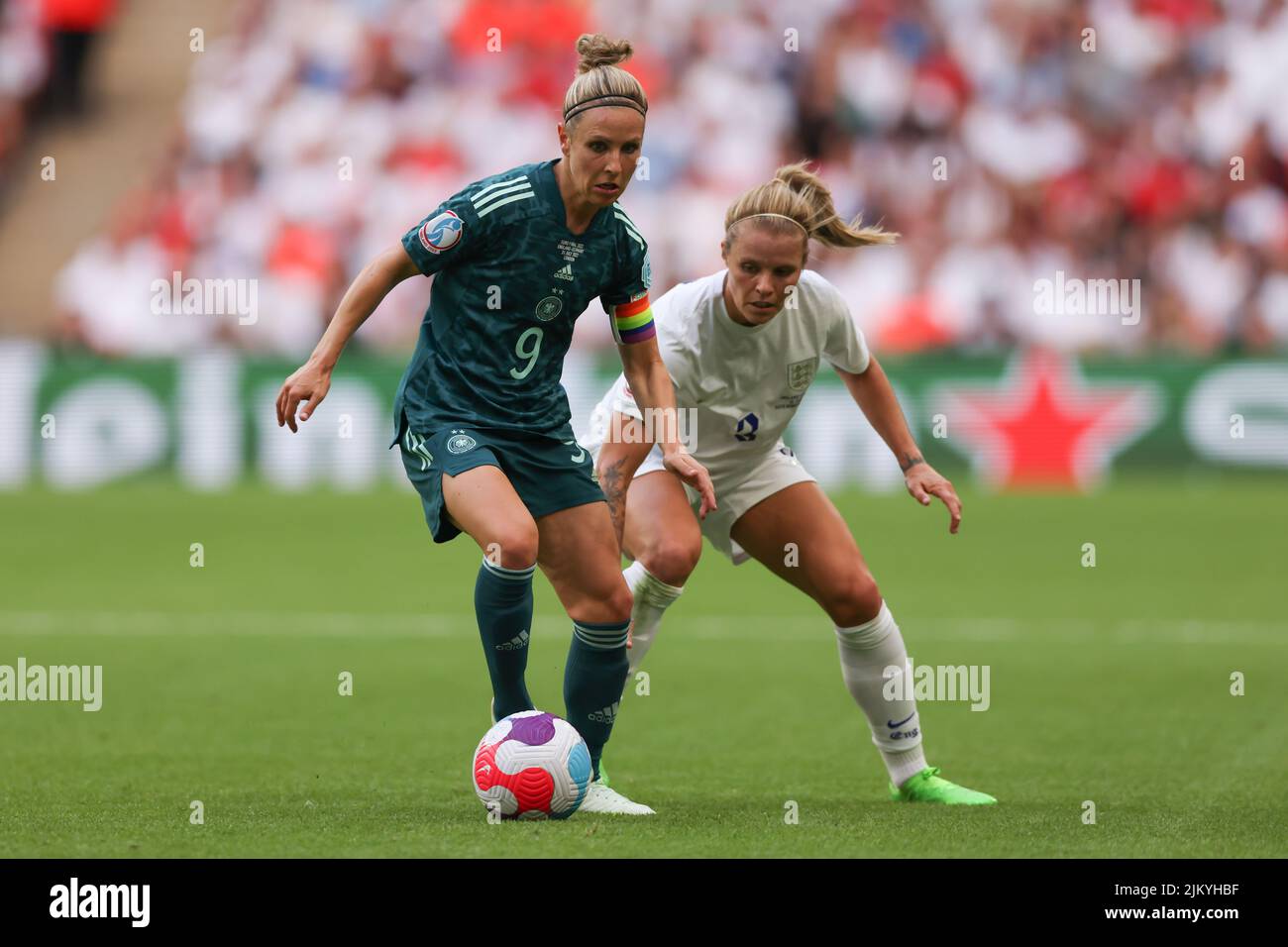 London, England, 31st July 2022. Svenja Huth of Germany shields the ...