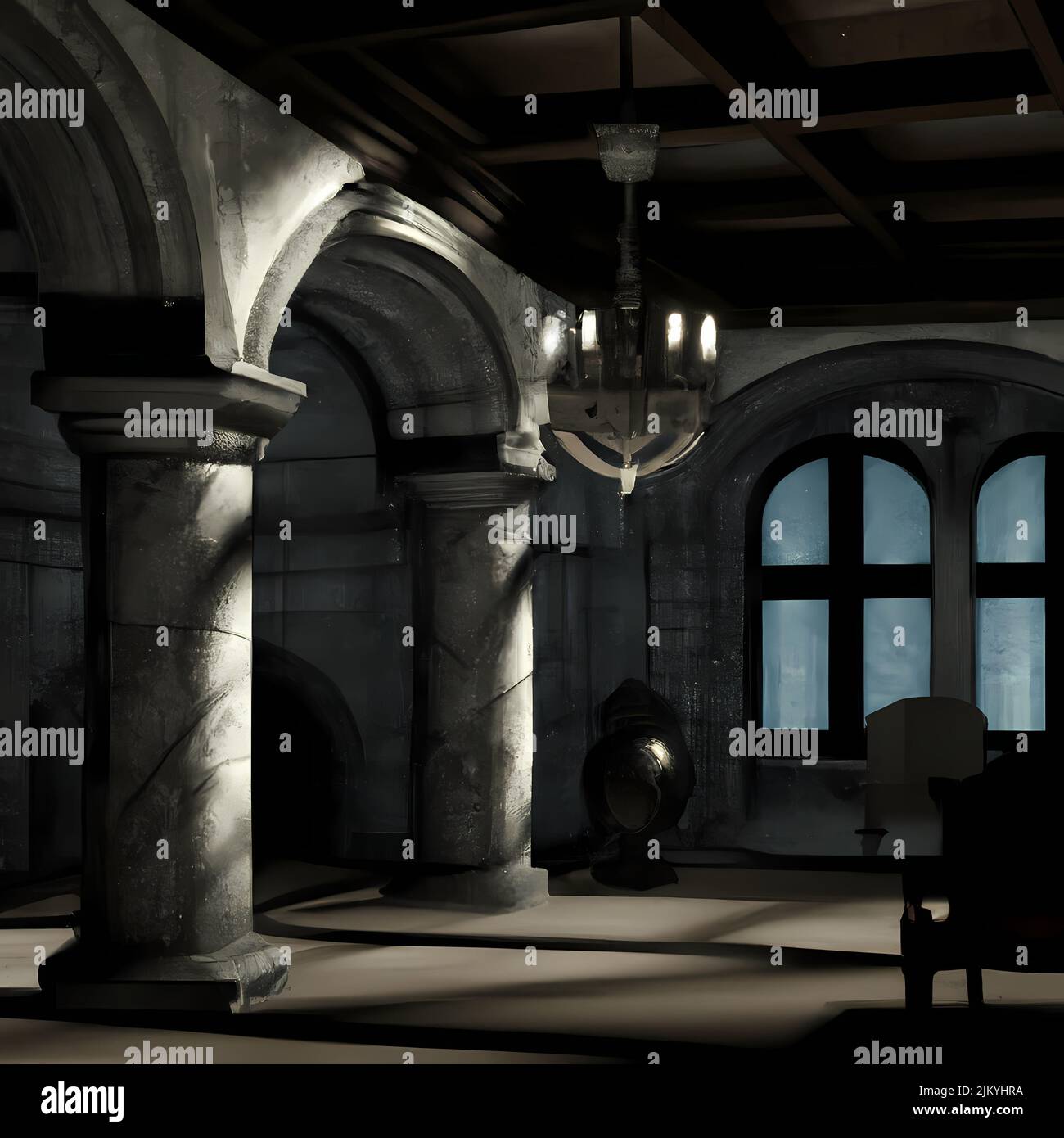 Dark scary gothic haunted house Stock Photo - Alamy