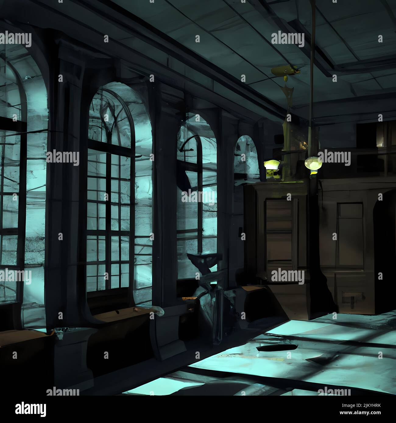 Dark scary gothic haunted house Stock Photo - Alamy