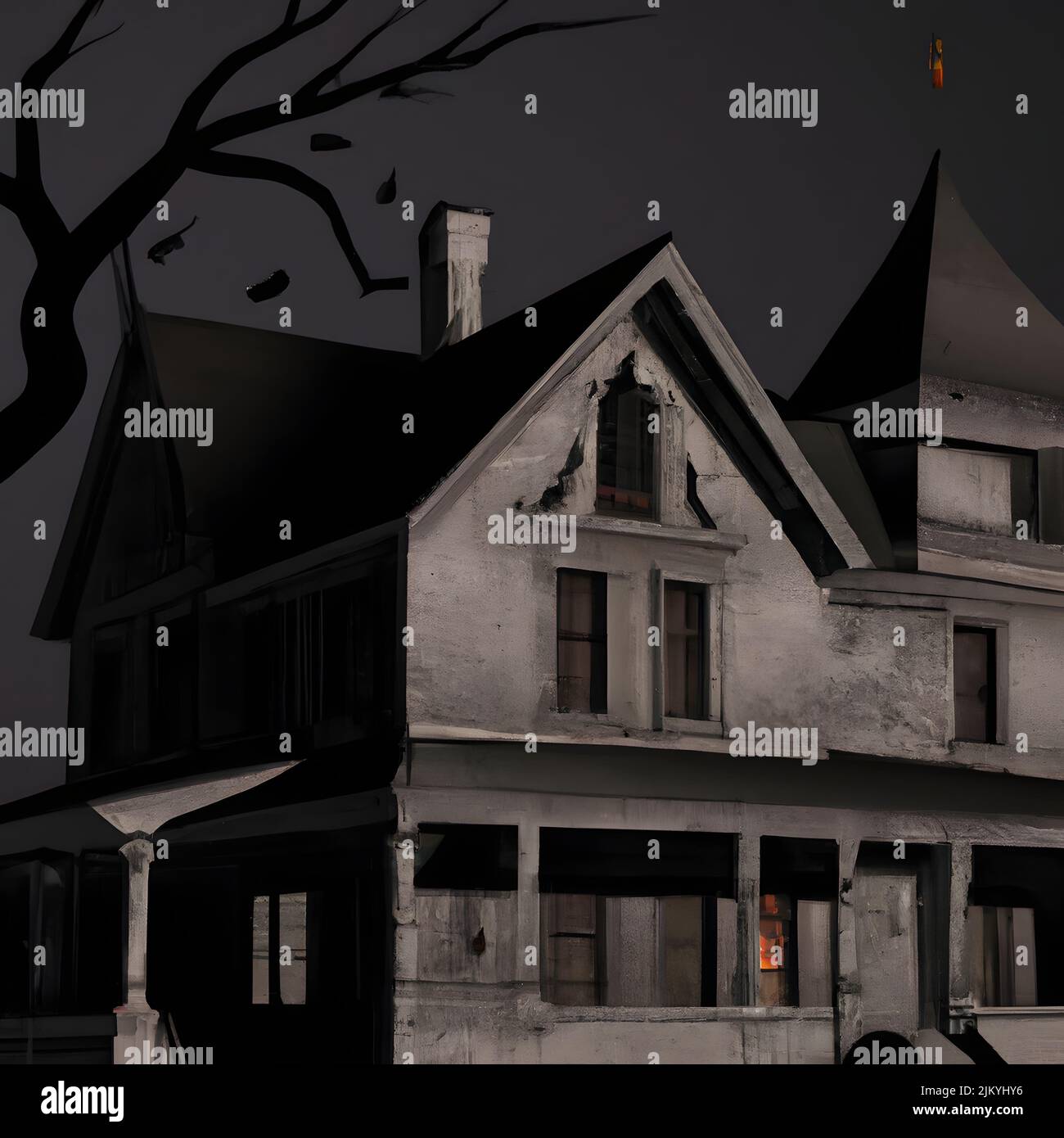 Dark scary gothic haunted house Stock Photo - Alamy