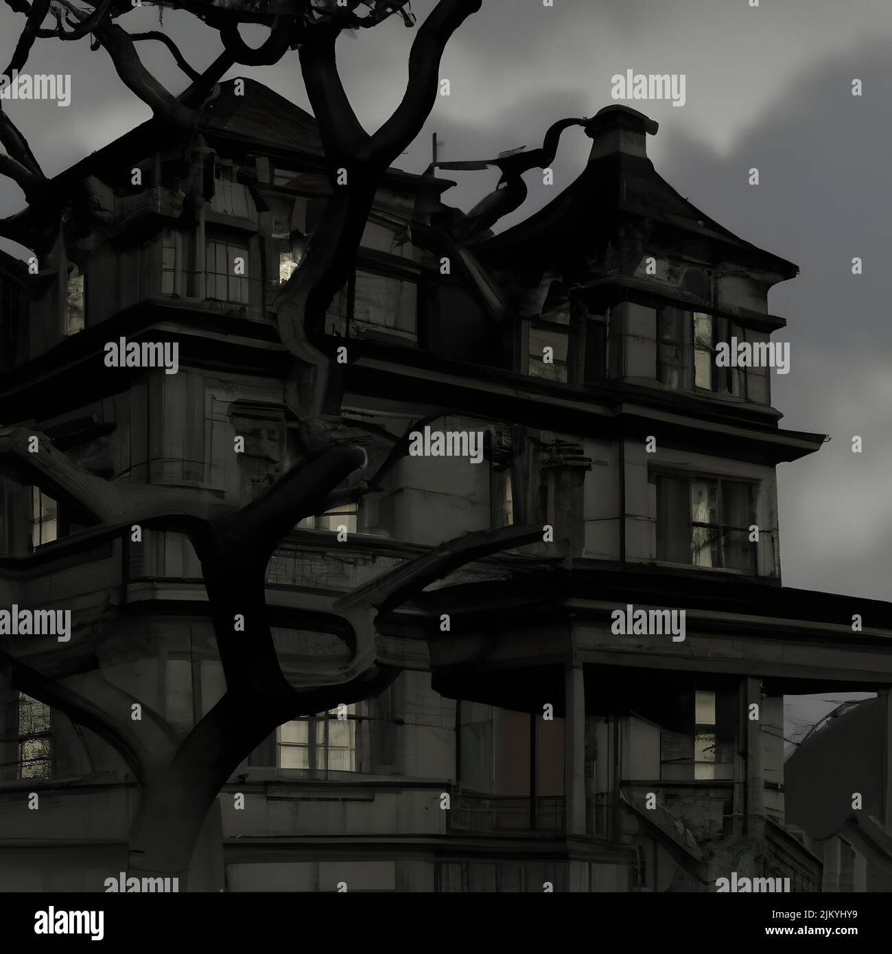 Dark scary gothic haunted house Stock Photo - Alamy