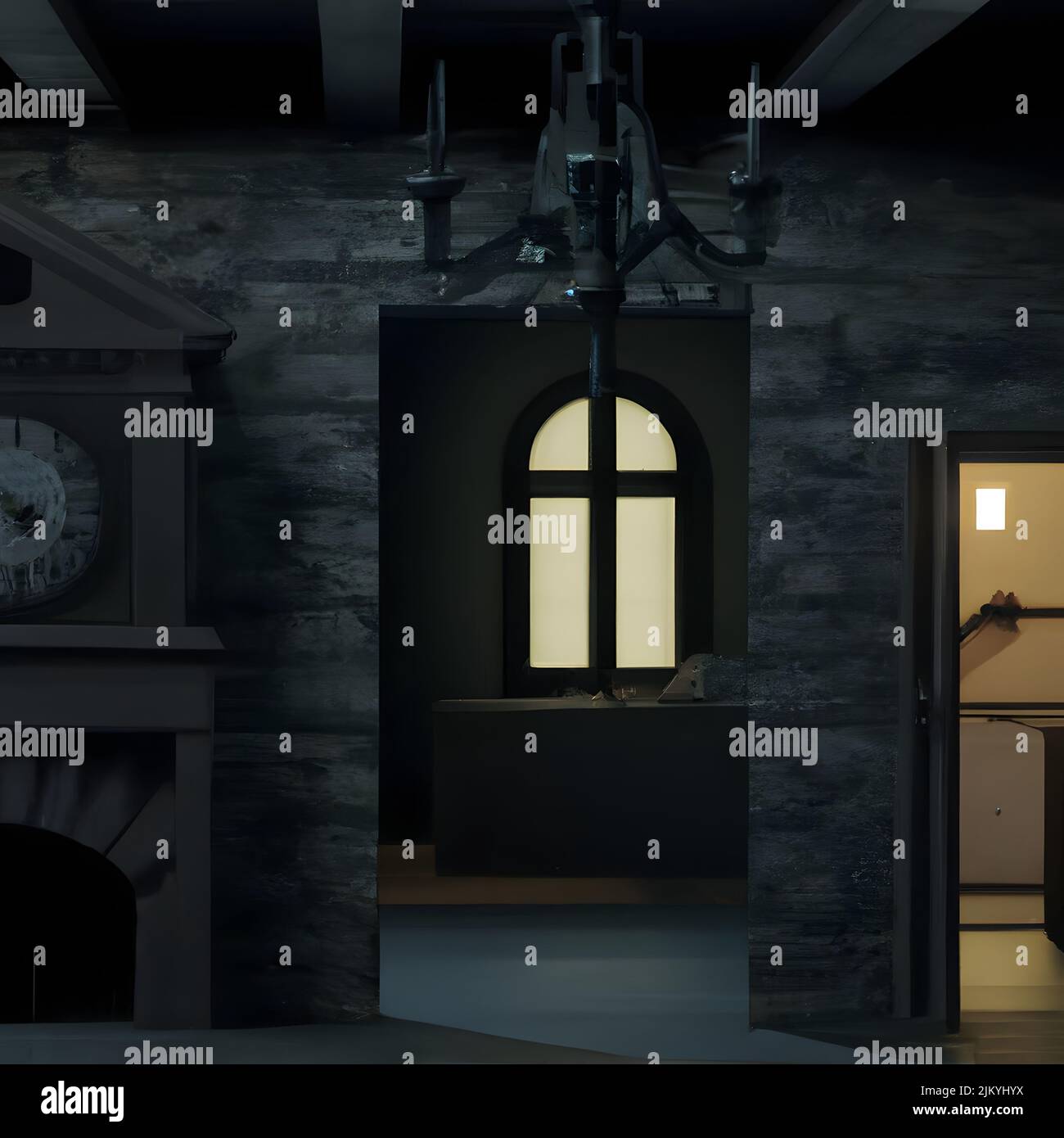 Dark scary gothic haunted house Stock Photo - Alamy