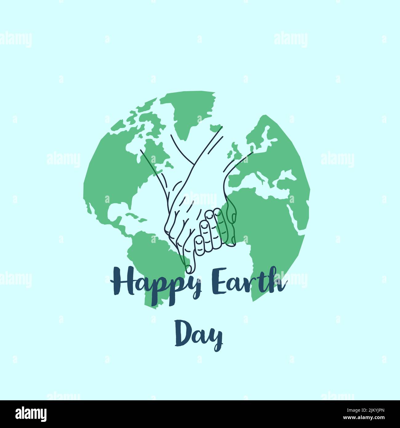 Illustration of holding hand and earth icon with text HAPPY EARTH DAY ...