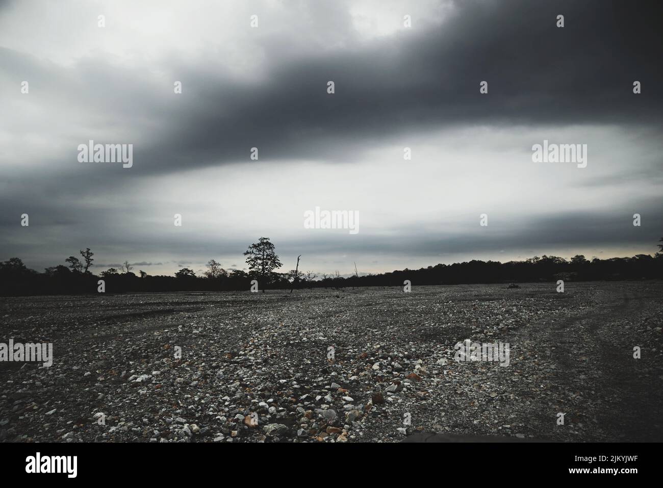 A gray scale of a calm beautiful coudy landmark Stock Photo - Alamy