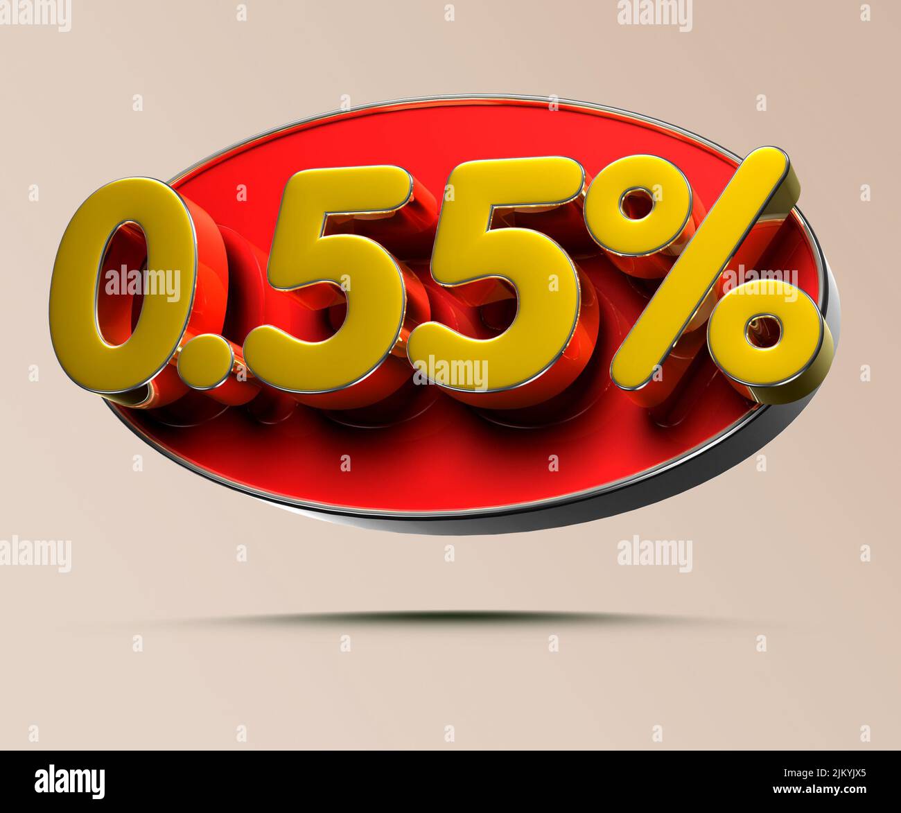 0.55 percent 3D illustration on light cream background have work path ...