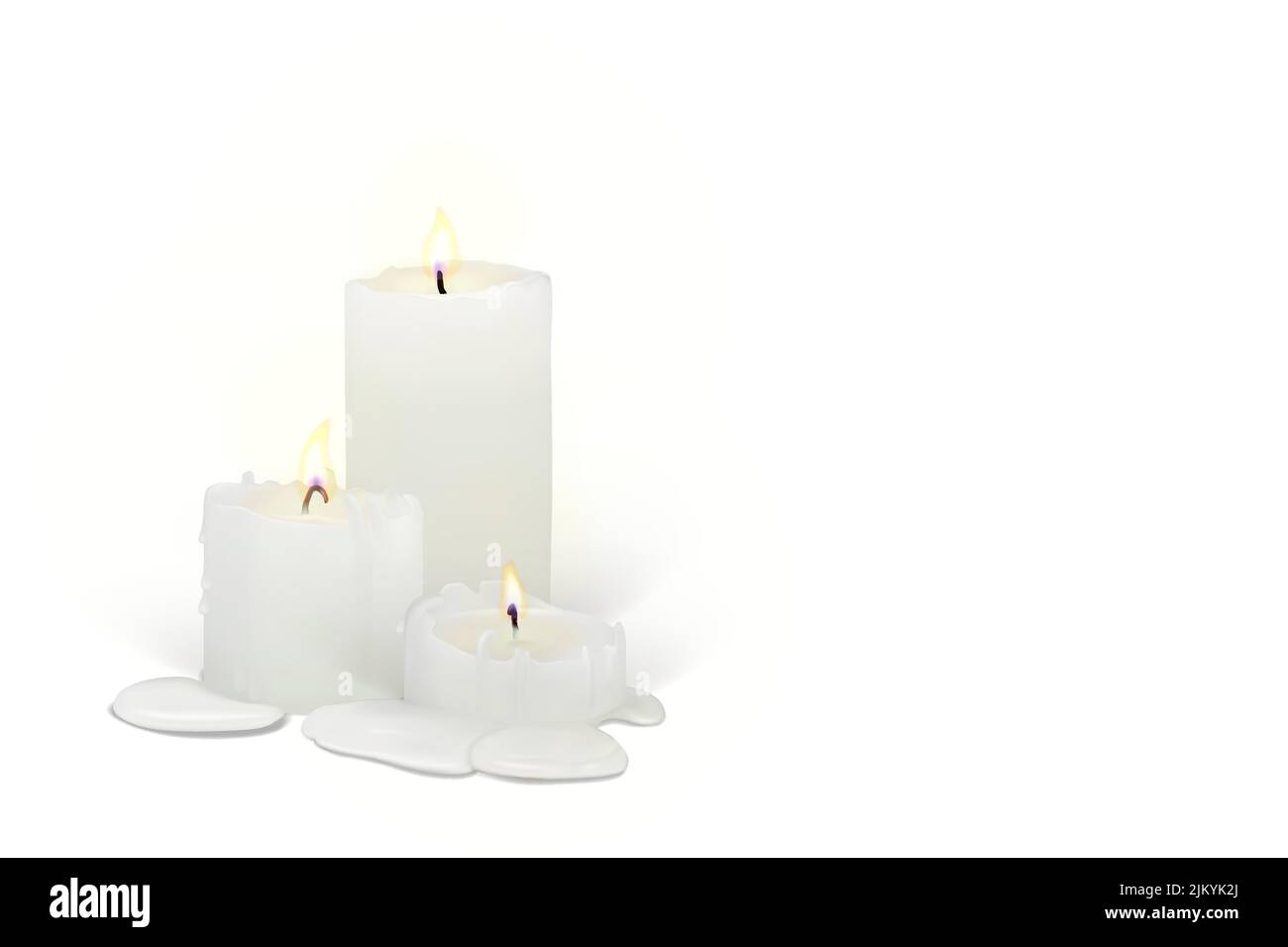 Set of realistic burning candles on a white background Stock Vector Image & Art - Alamy