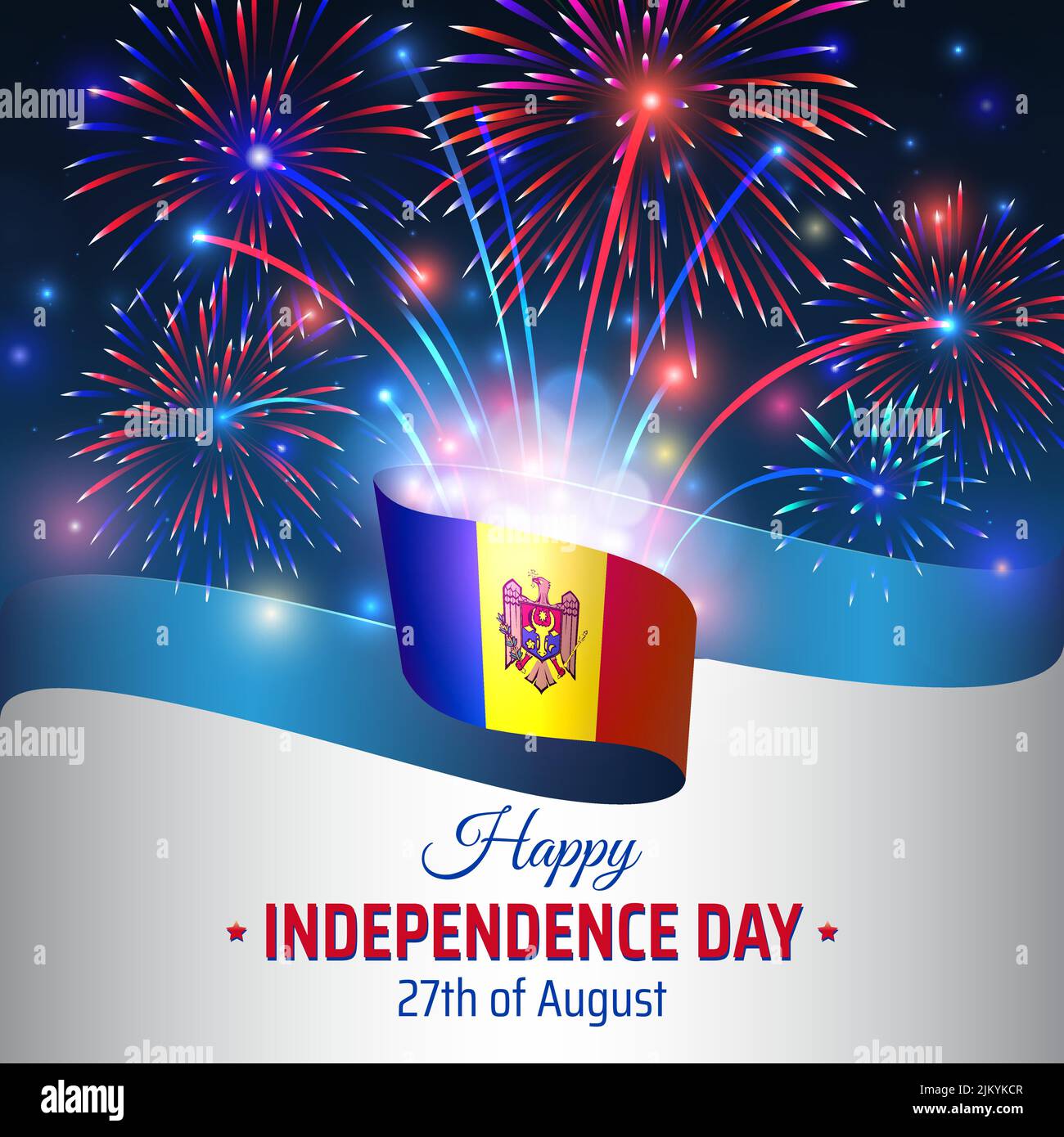 August 27, moldova independence day, vector template with moldavian ...