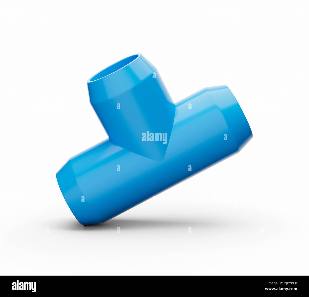 Blue PVC pipe set three-way plastic pipe PVC pipe joints isolated 3d ...