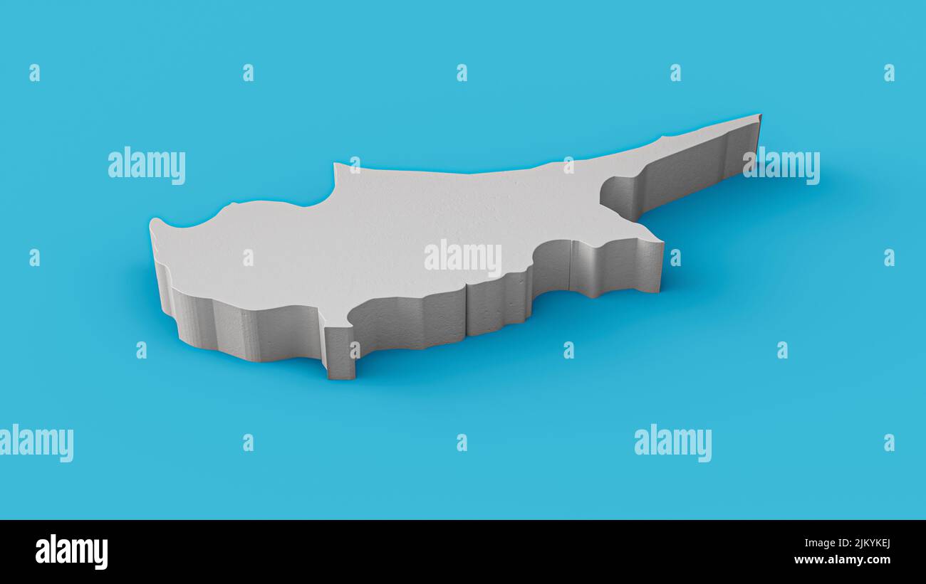 Cyprus 3D map Geography Cartography and topology Sea Blue surface 3D ...