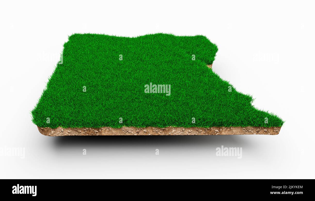 Egypt map soil land geology cross section with green grass 3d ...