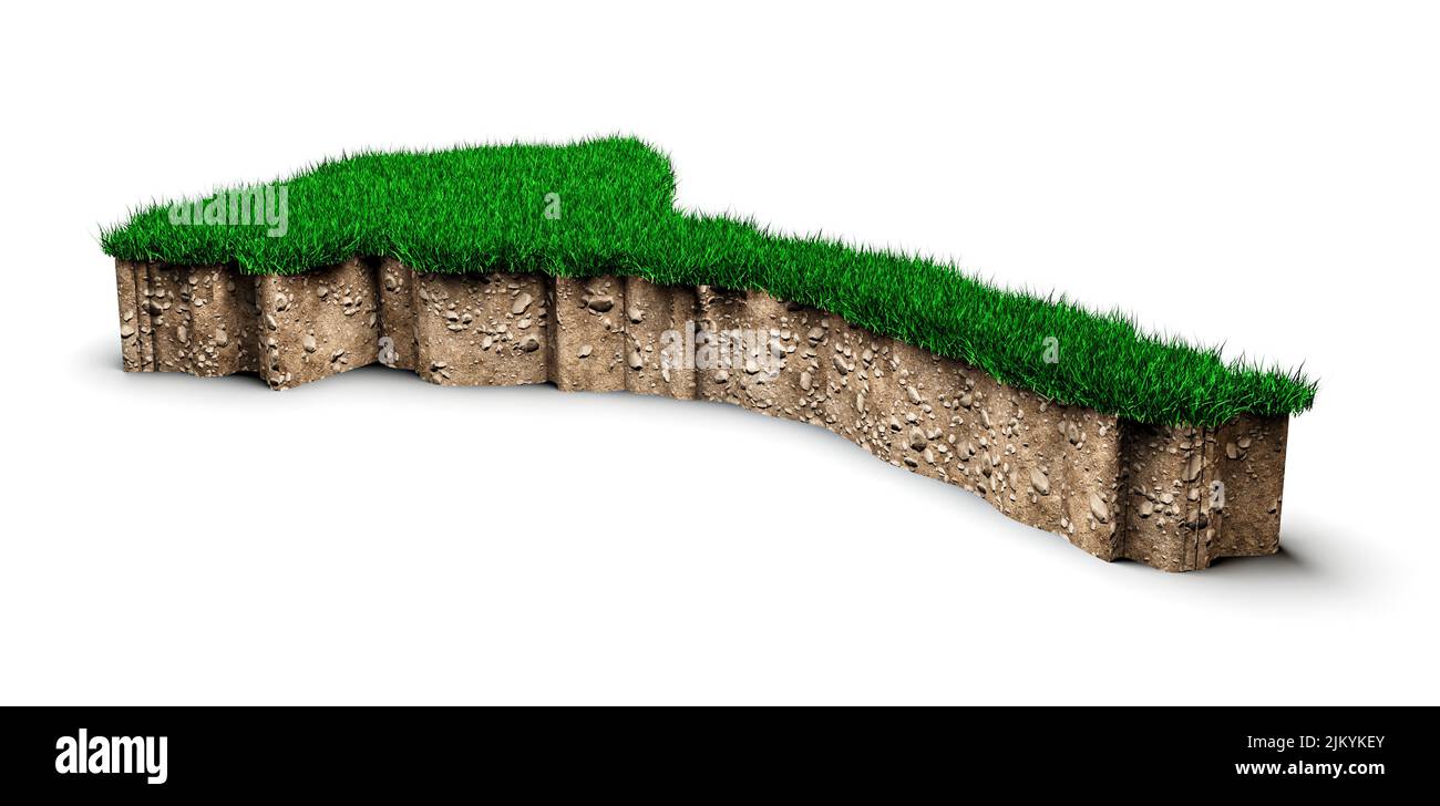 Jordan map soil land geology cross section with green grass 3d ...