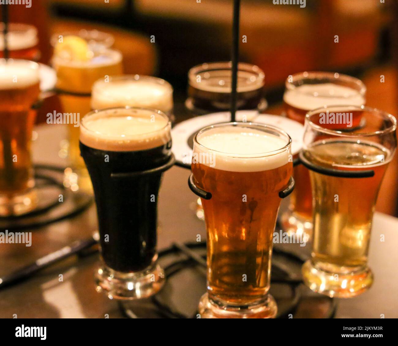 A selective of drinks on a stand Stock Photo - Alamy