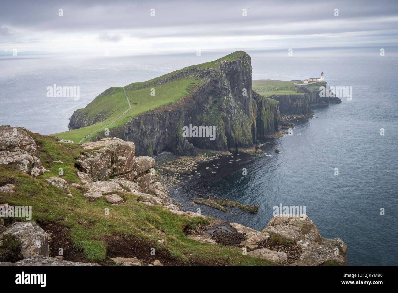 View of Neist Point Lighthouse in the Isle of Skye, Scotland on a ...
