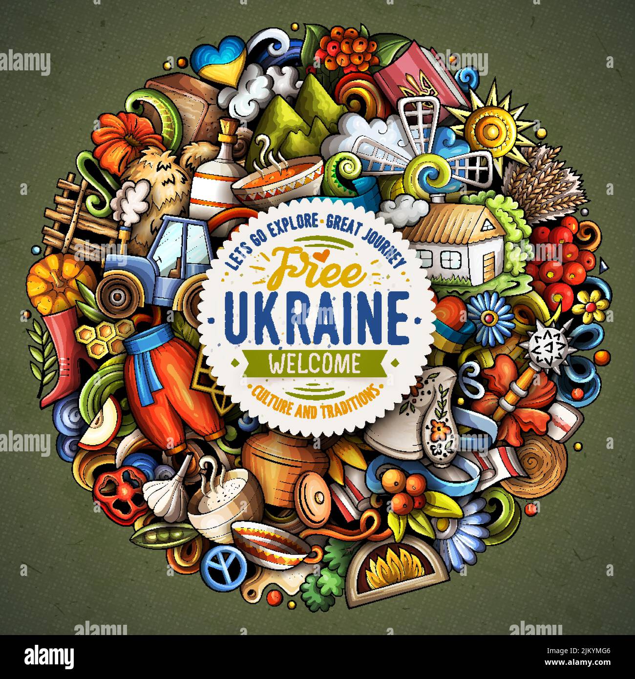 Ukraine cartoon vector doodles illustration Stock Vector Image & Art ...