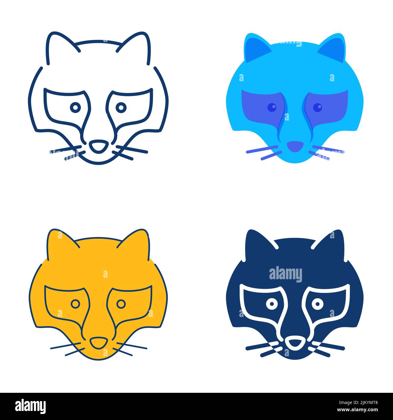 Tanuki racoon dog icon set in flat and line style. Japanese symbol ...