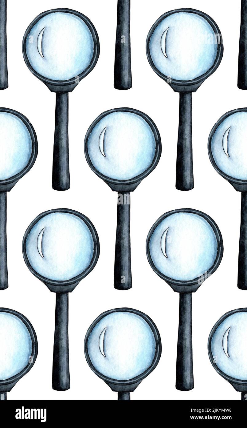 Watercolor illustration pattern magnifier. A simple small magnifying ...