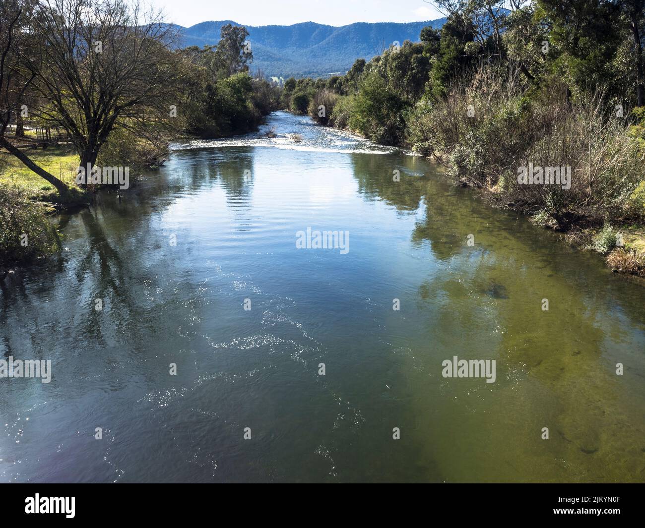 Kiewa River from Ryders Bridge, Tawonga Stock Photo - Alamy