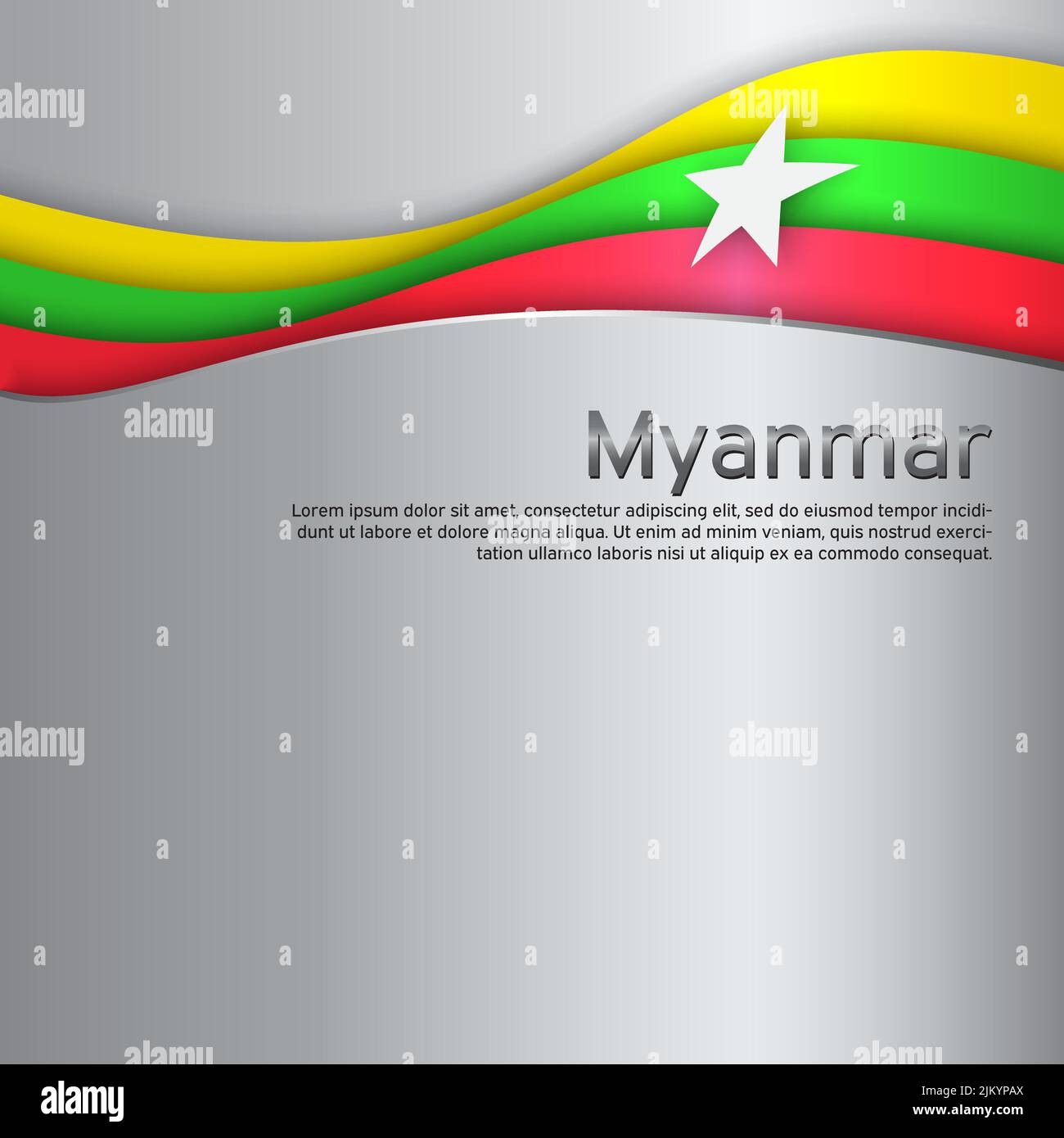 Abstract waving myanmar flag. Creative metal background for design of ...