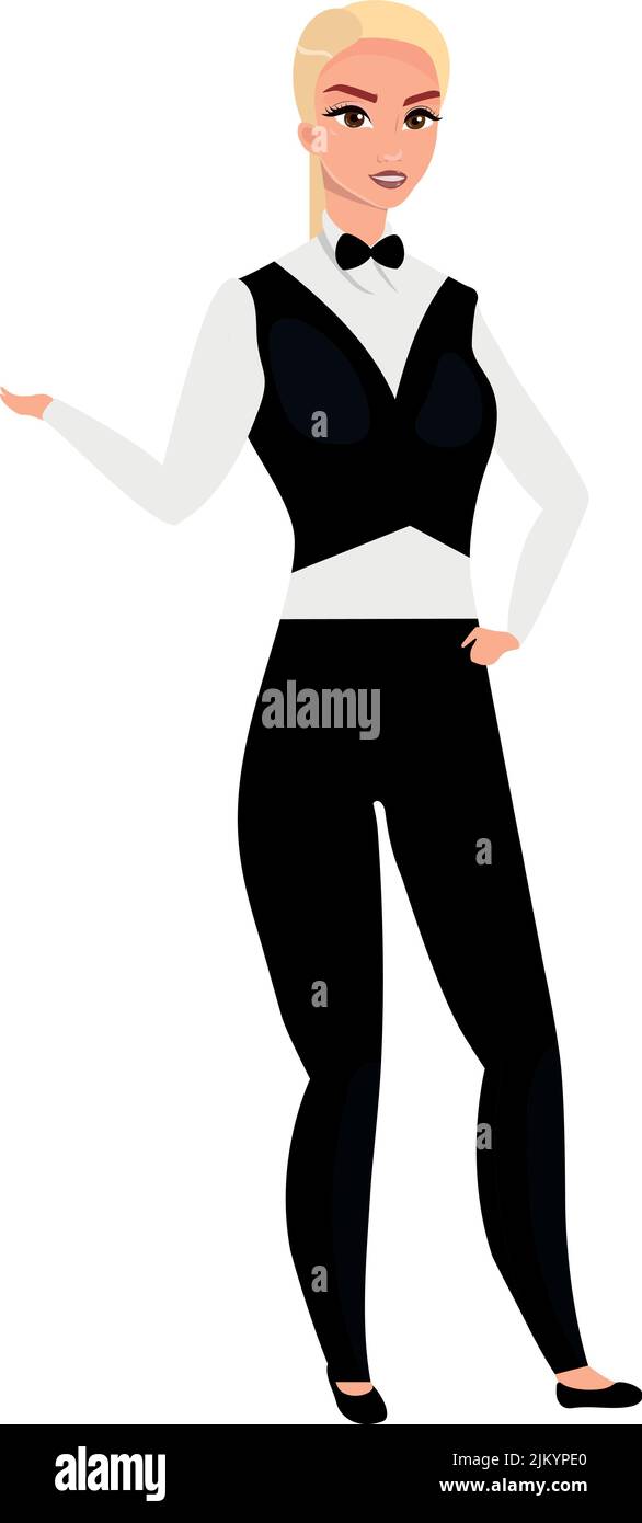 Waitress in uniform semi flat color vector character Stock Vector Image ...