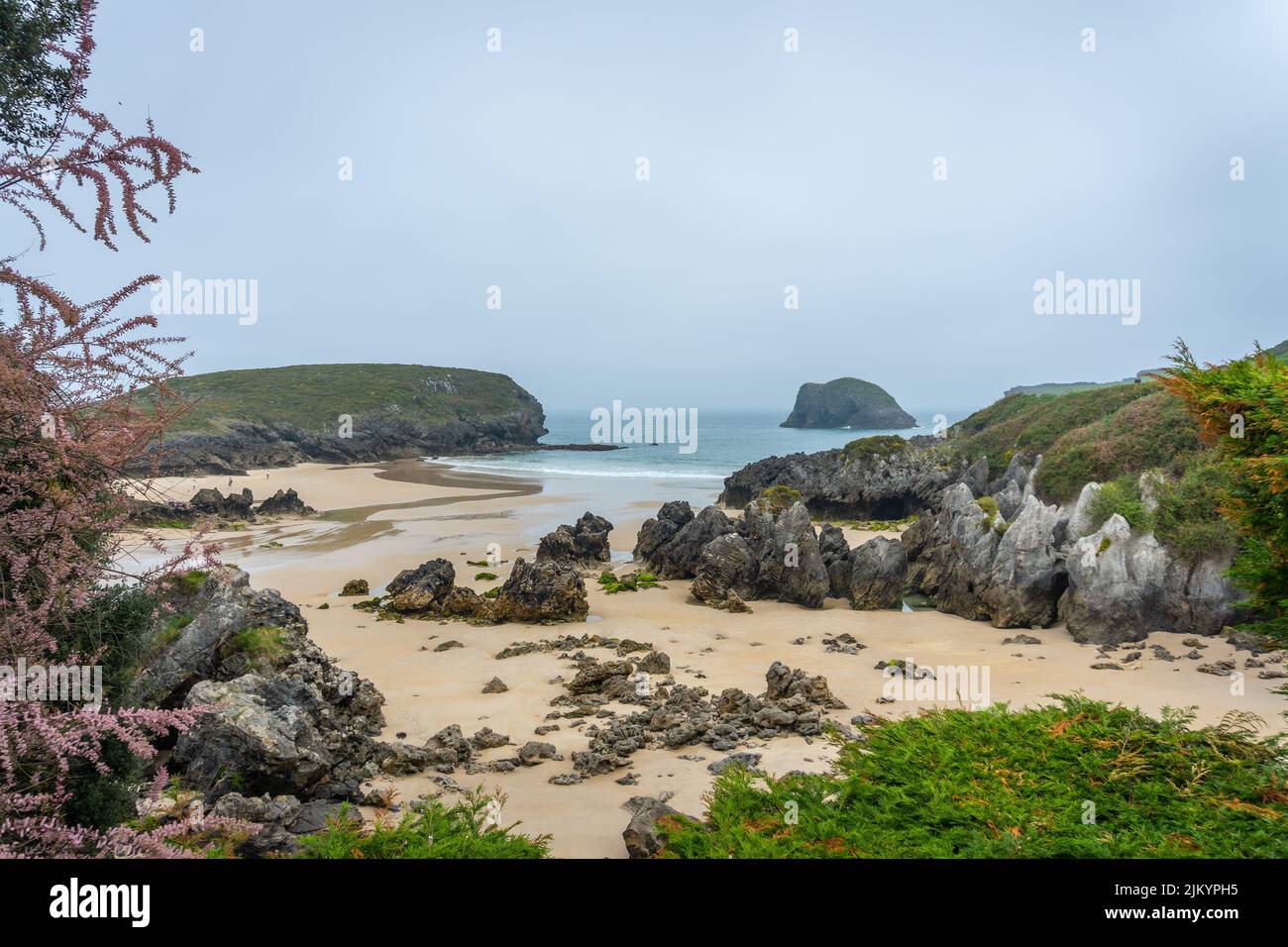 Playa de Barro on a spring morning on the Borizu peninsula in the town ...