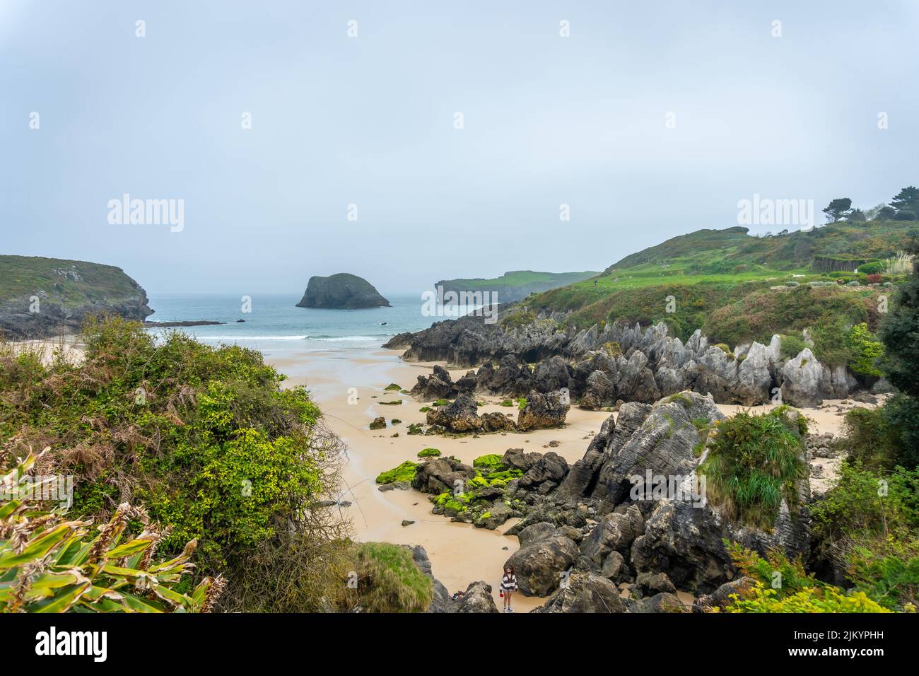Playa de Barro on a spring morning on the Borizu peninsula in the town ...