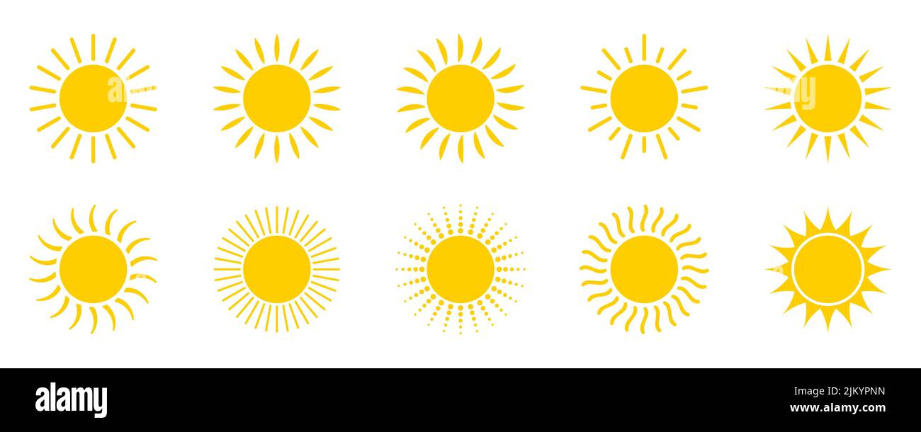 Sun icon set. Symbol of summer. Vector illustration Stock Vector Image ...