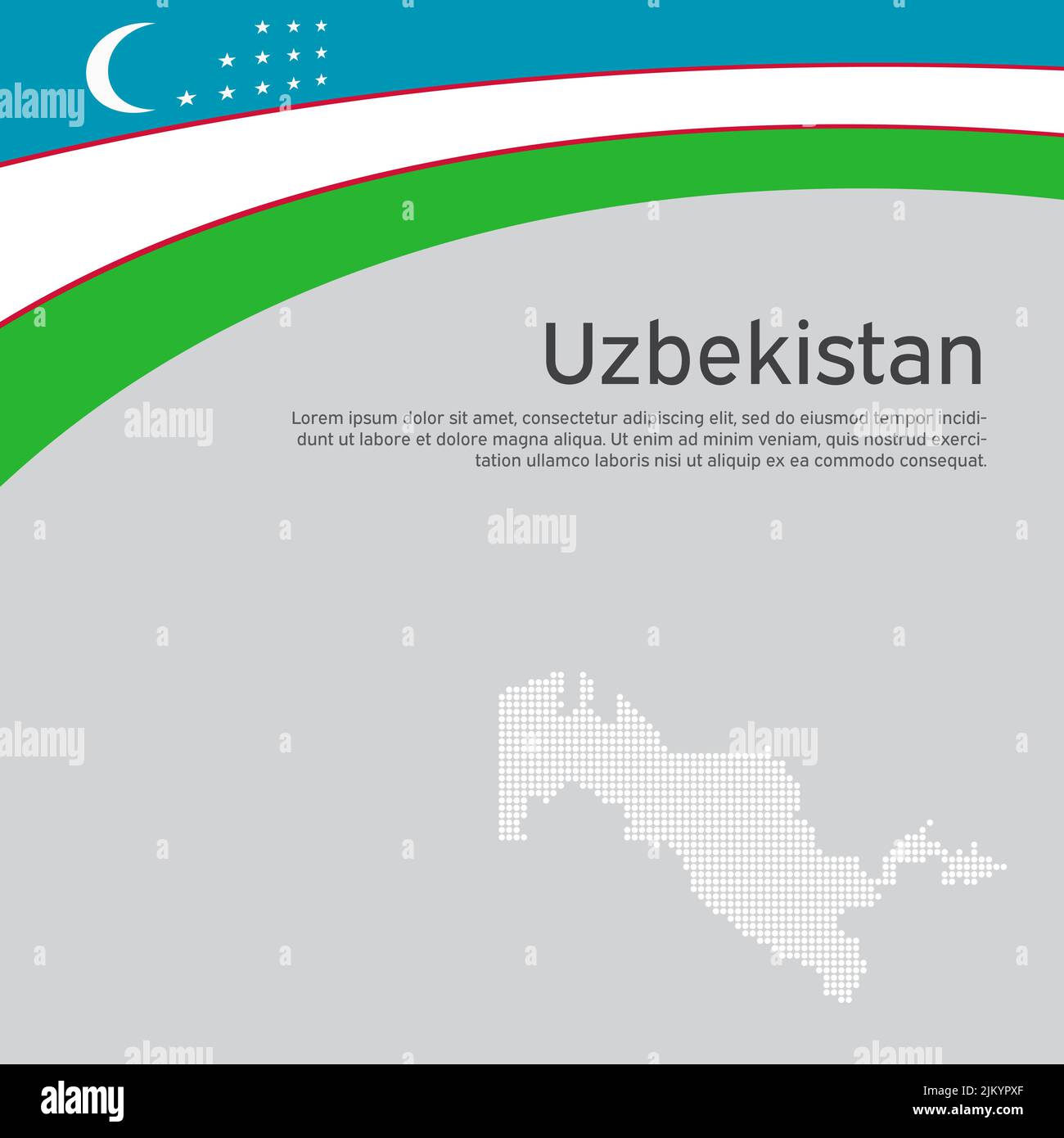 Abstract waving Uzbekistan flag, mosaic map. National uzbek poster ...