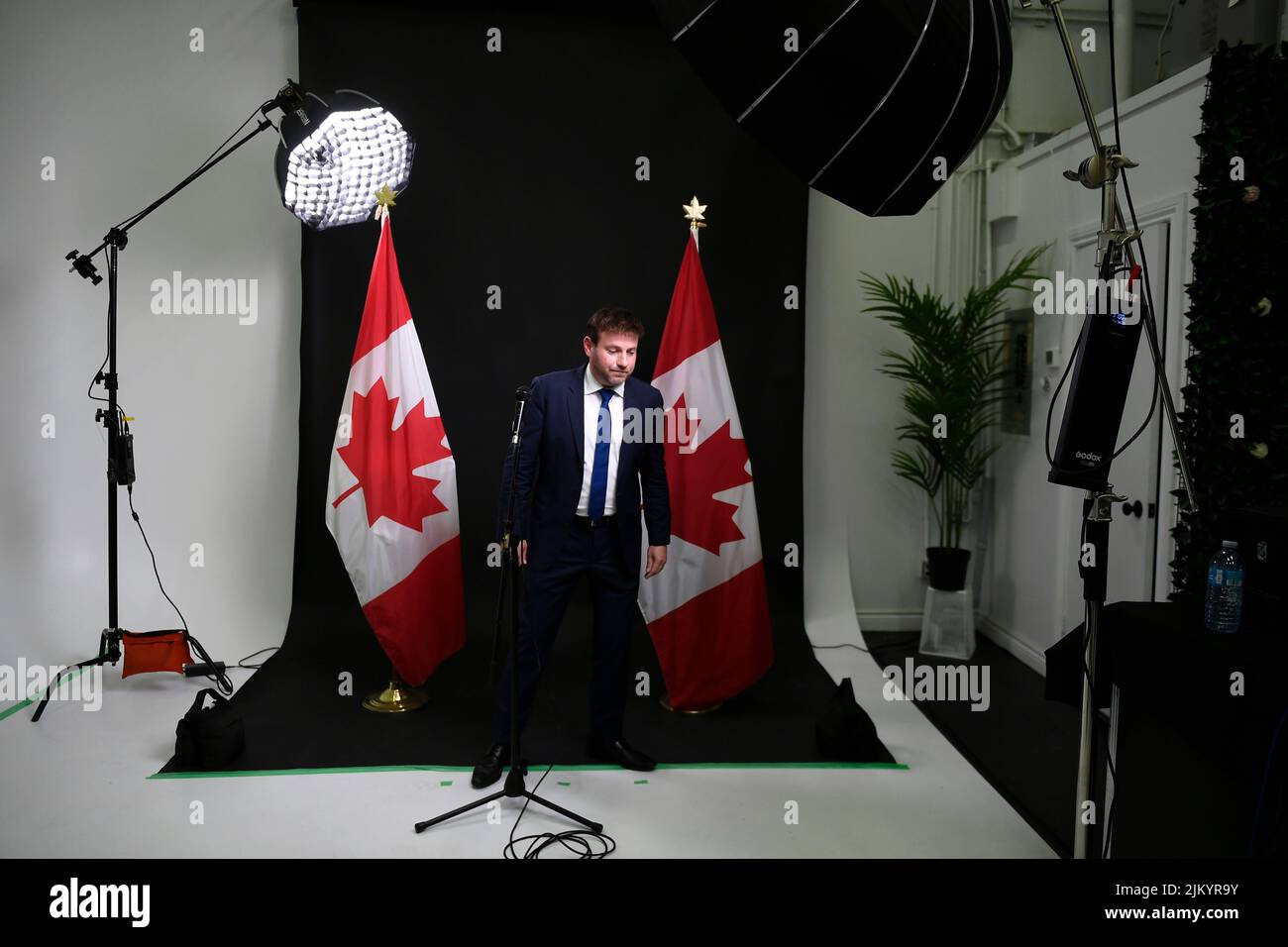 Conservative Leadership candidate Roman Baber leaves after speaking to ...