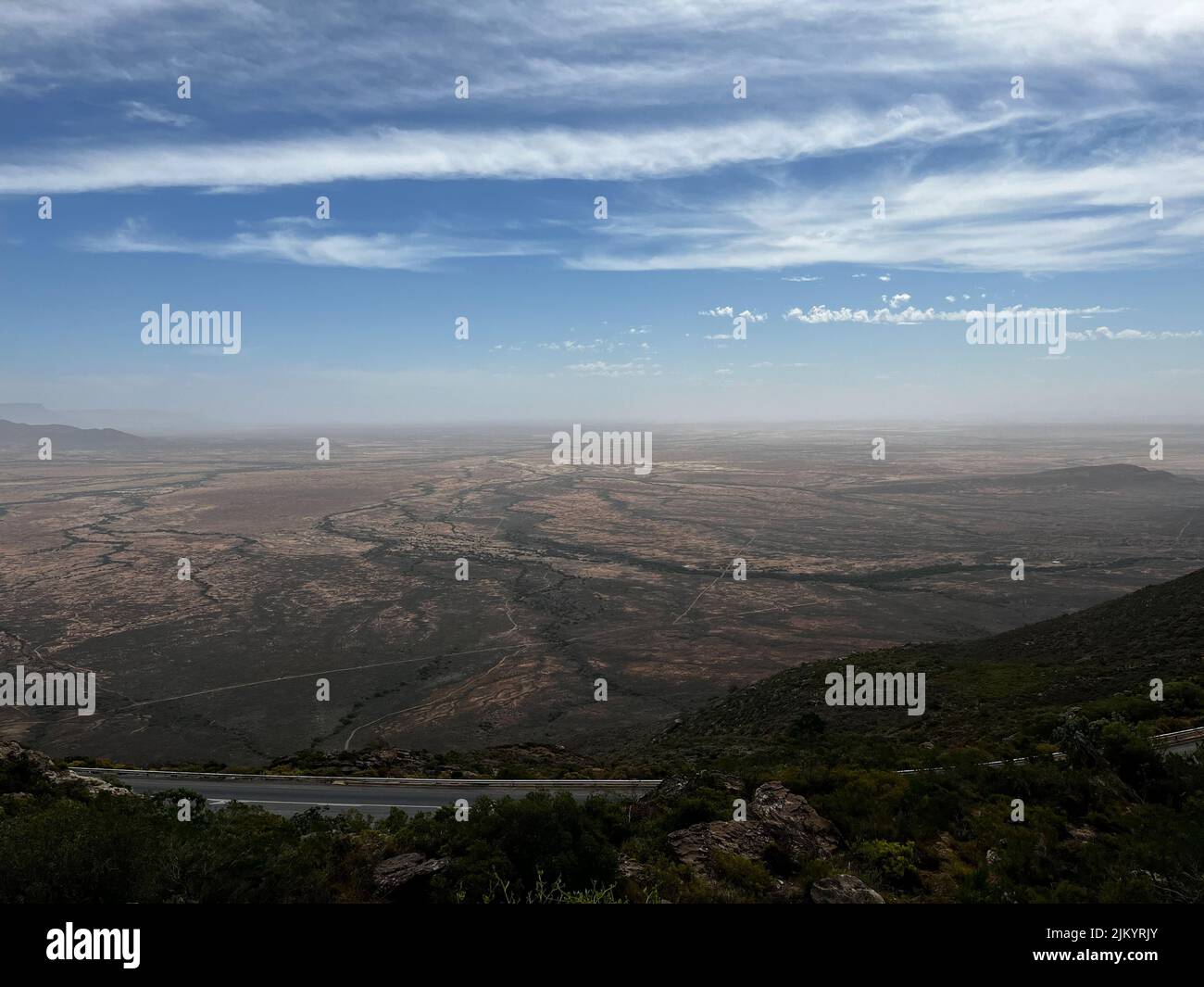 An aerial view of a blue sky over a rural area in South Africa Stock ...