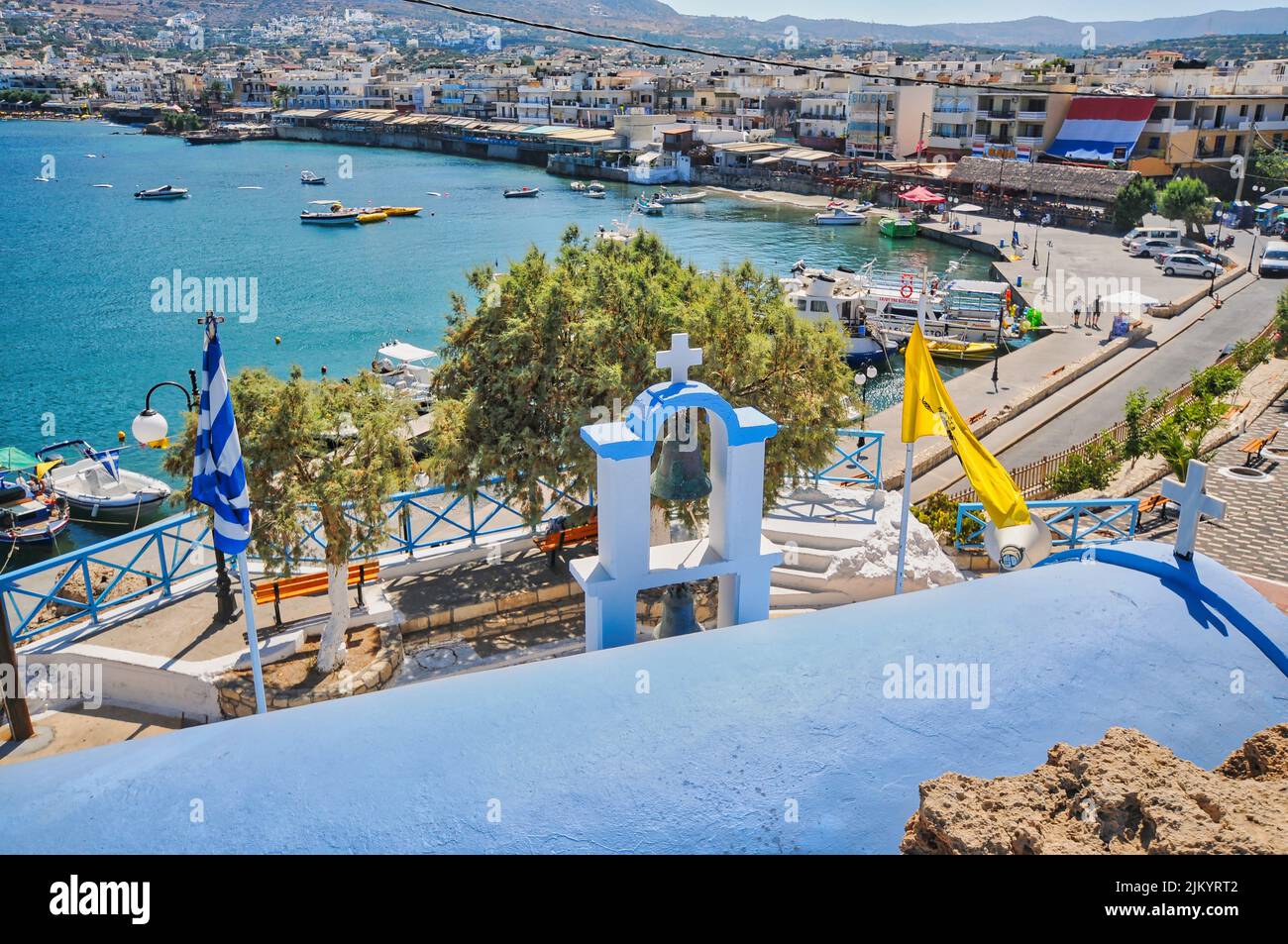 The harbor of the famous resort Chersonissos, Crete, Greece Stock Photo ...