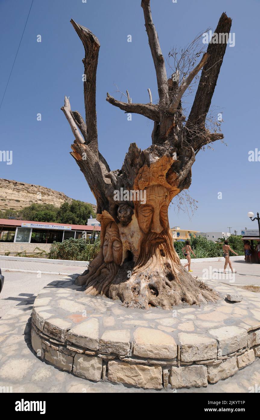 Famous artistic tree in Matala Stock Photo - Alamy