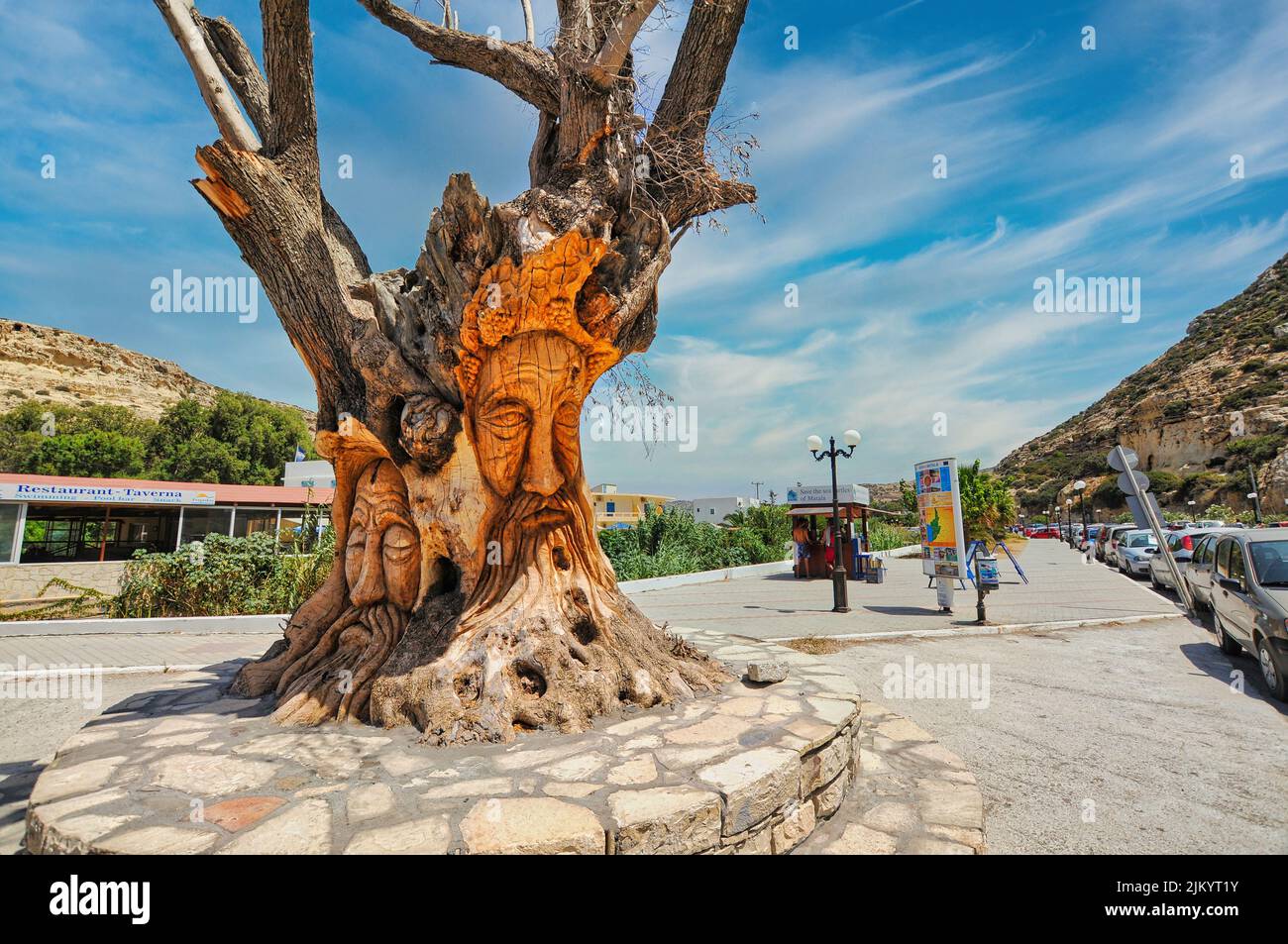 Famous artistic tree in Matala Stock Photo - Alamy