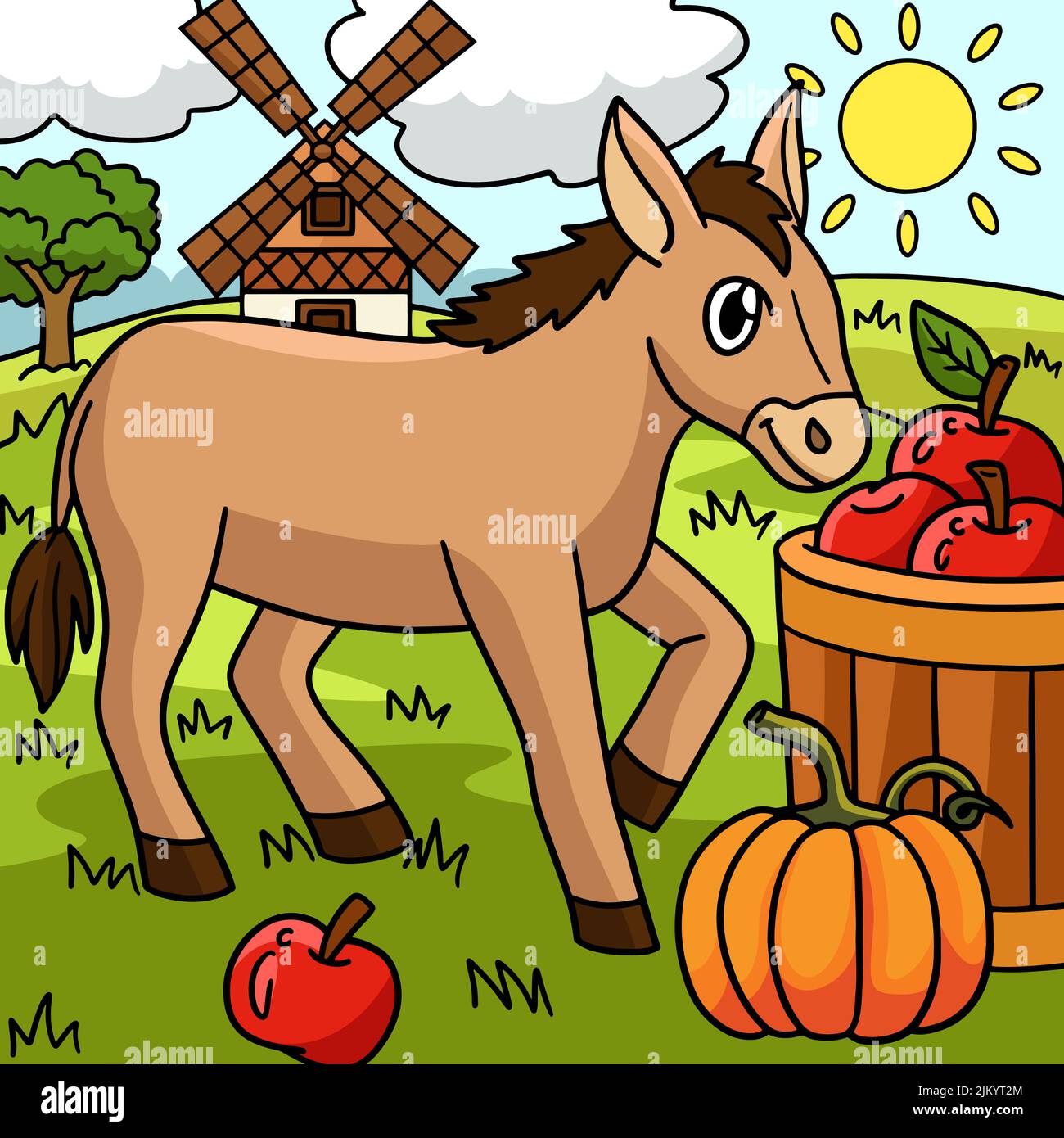 Donkey Animal Colored Cartoon Illustration Stock Vector Image & Art - Alamy