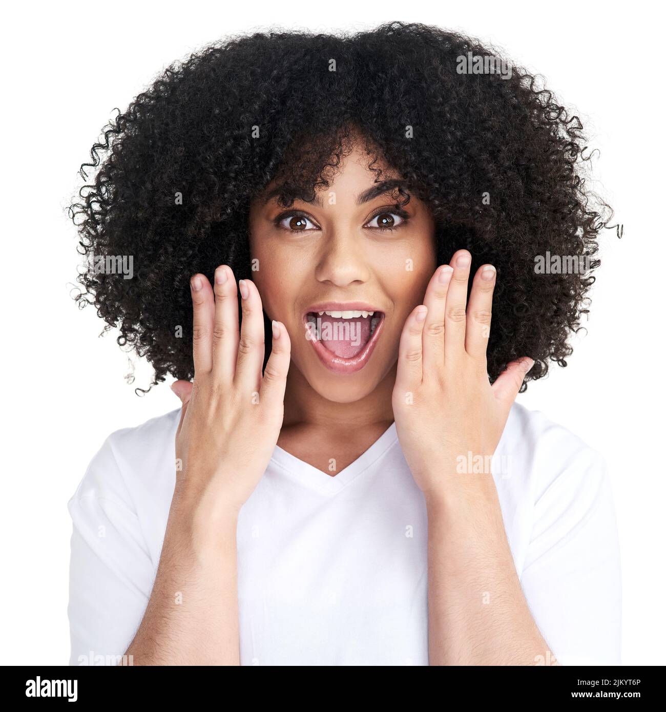 Amazed woman looking at hand hi-res stock photography and images - Alamy