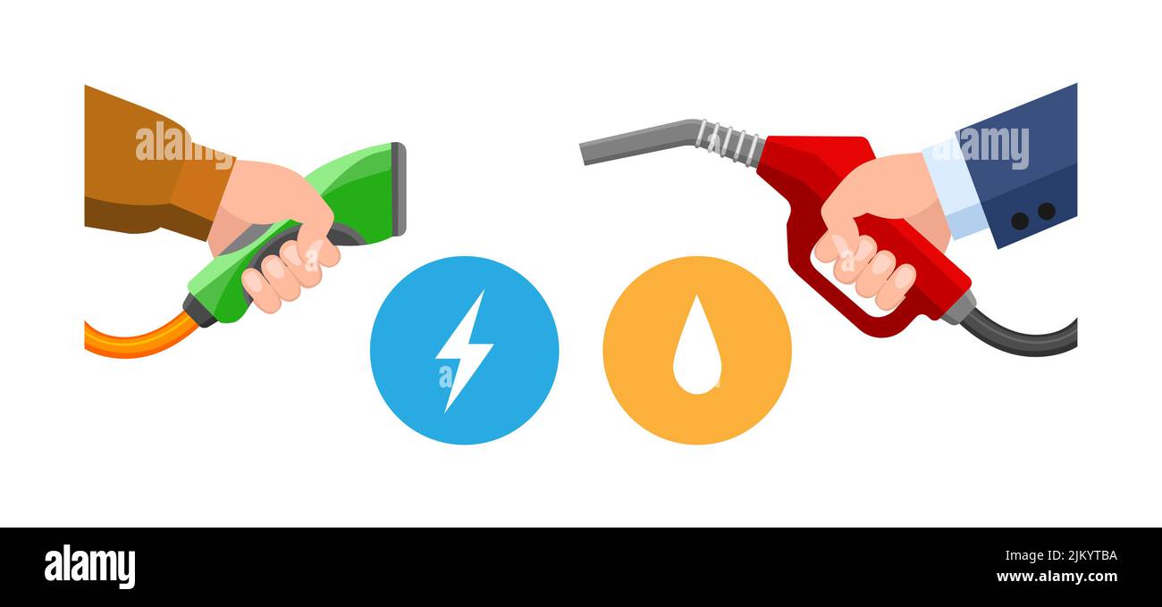 Gas fuel vs ev plug charg Stock Vector Image & Art - Alamy