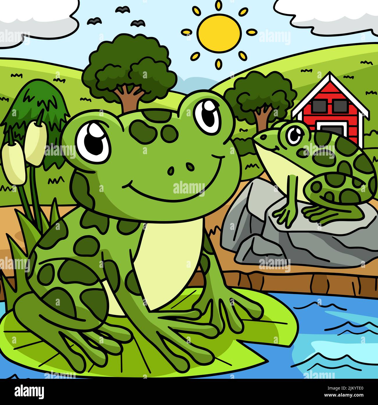 Frog Animal Colored Cartoon Illustration Stock Vector Image & Art - Alamy