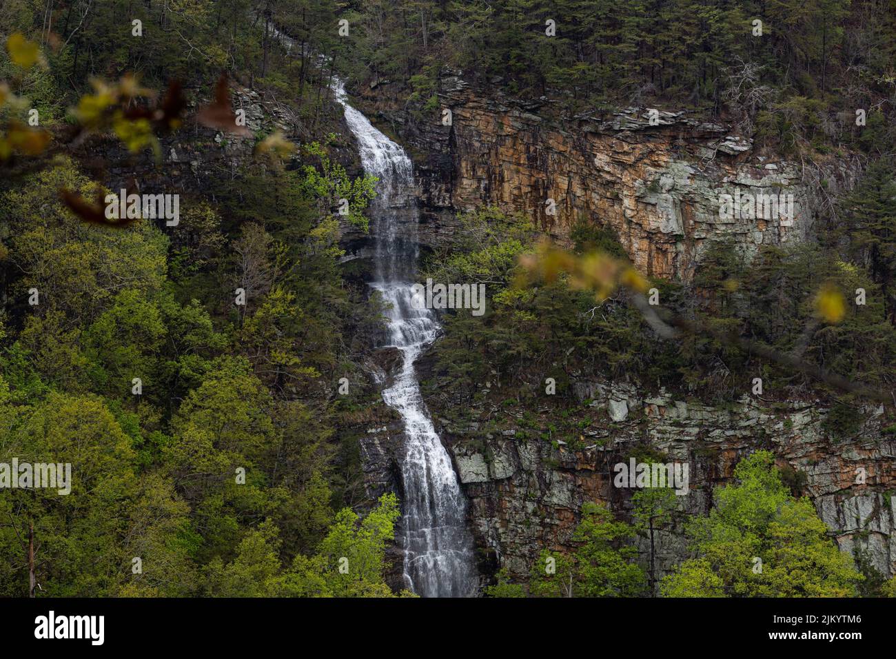 A scenic view of a waterfalls in the mountain cliff in Chattanooga ...