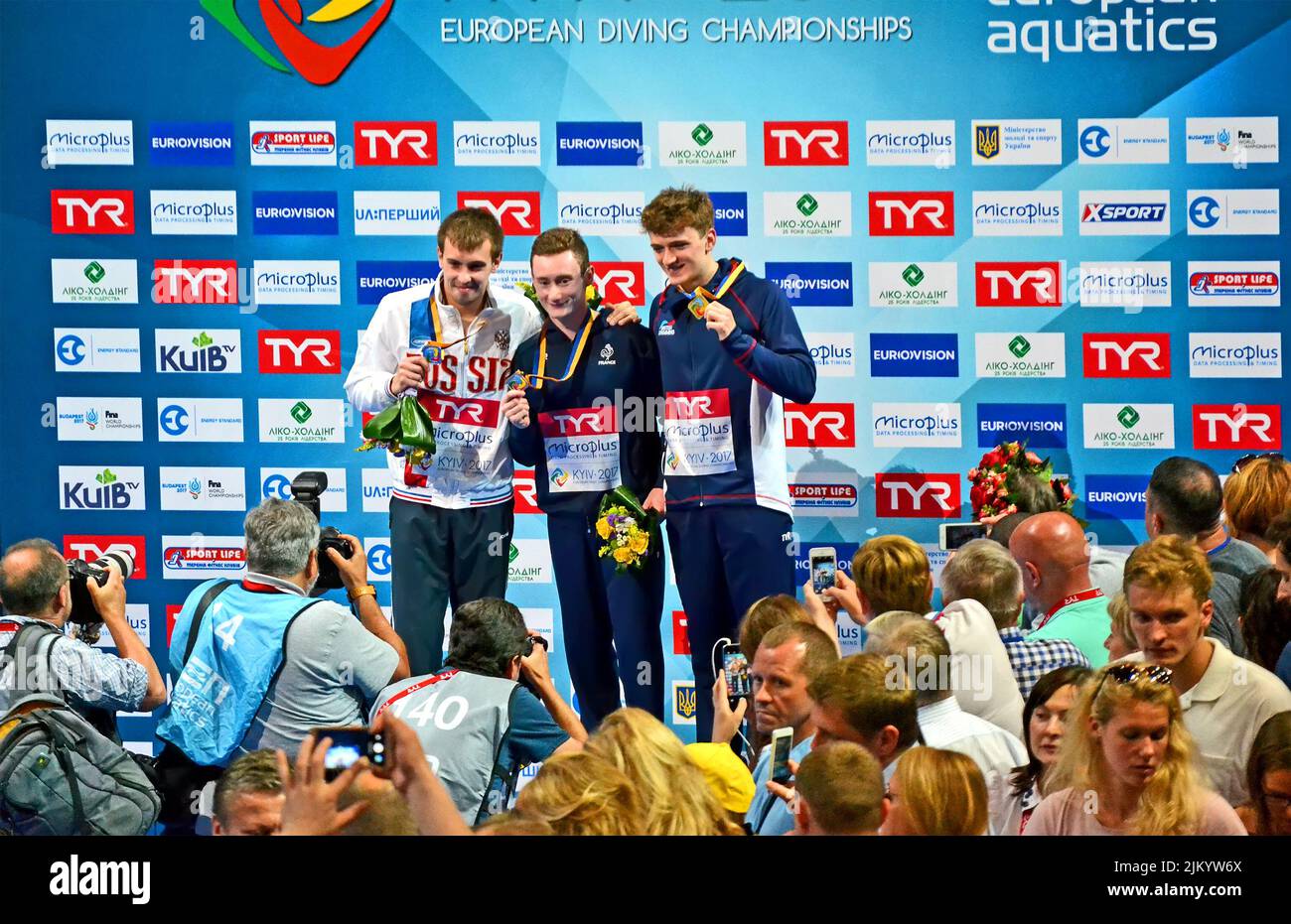European Diving Championships 2017 winner celebrations in Kiev, Ukraine ...