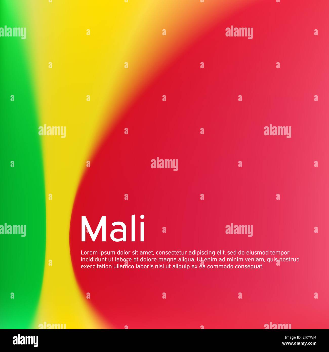 Mali flag background. Blurred pattern in the colors of the malian flag ...