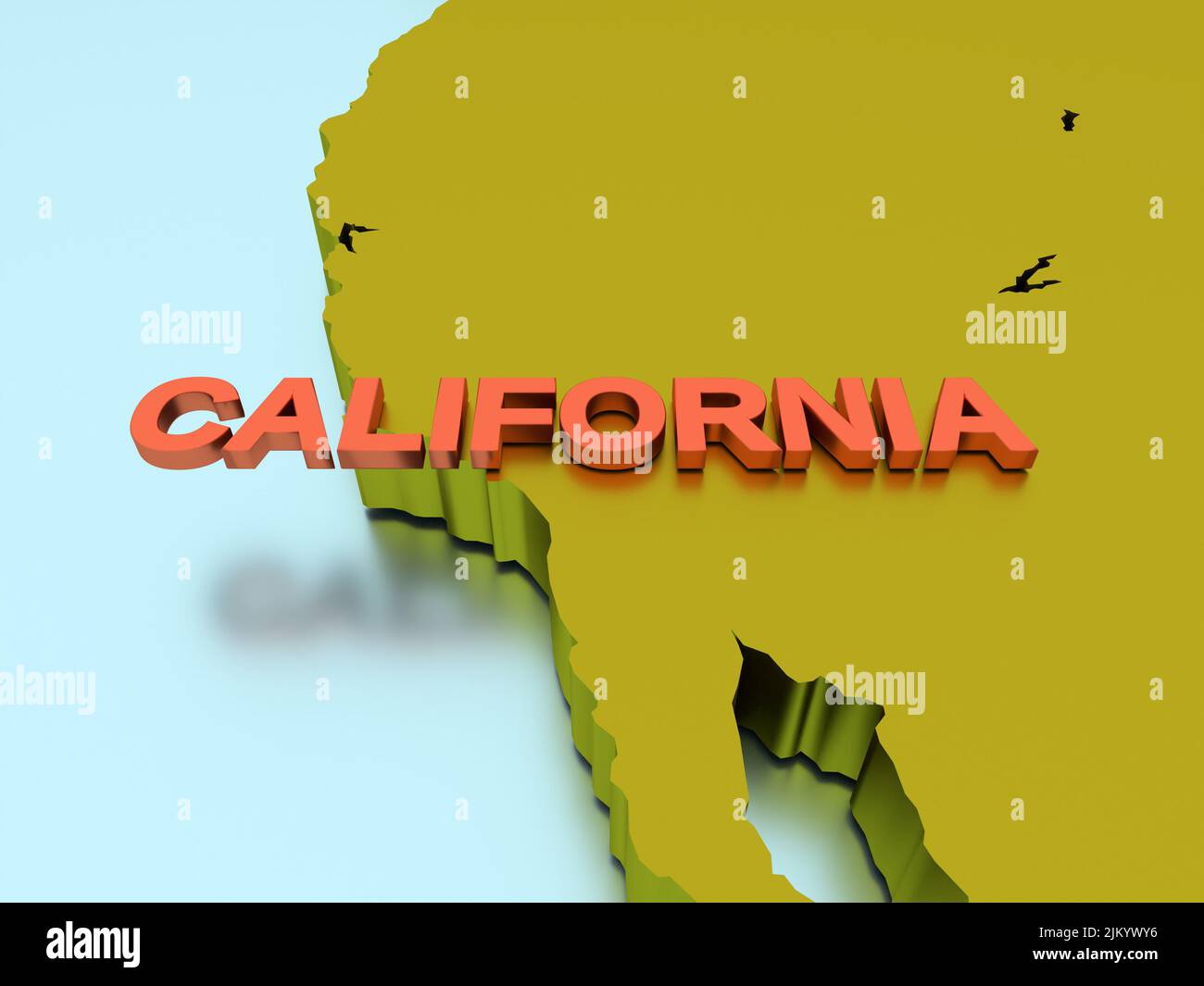 a 3D rendered map of California Stock Photo - Alamy