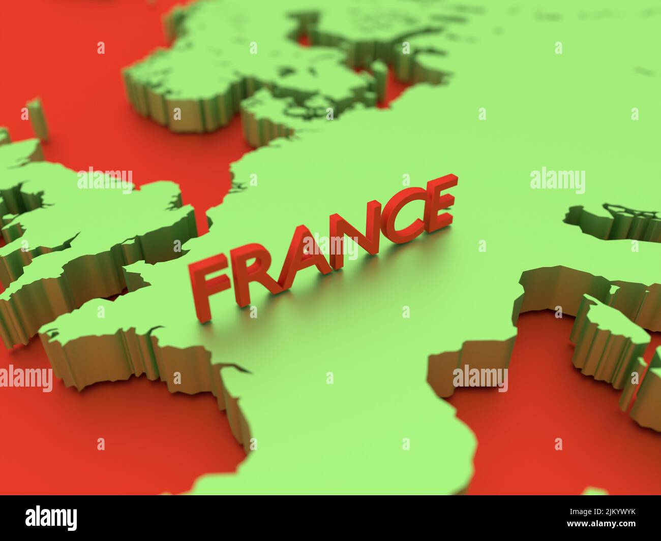 3D rendered blurred map of France with bright colors in Europe Stock ...