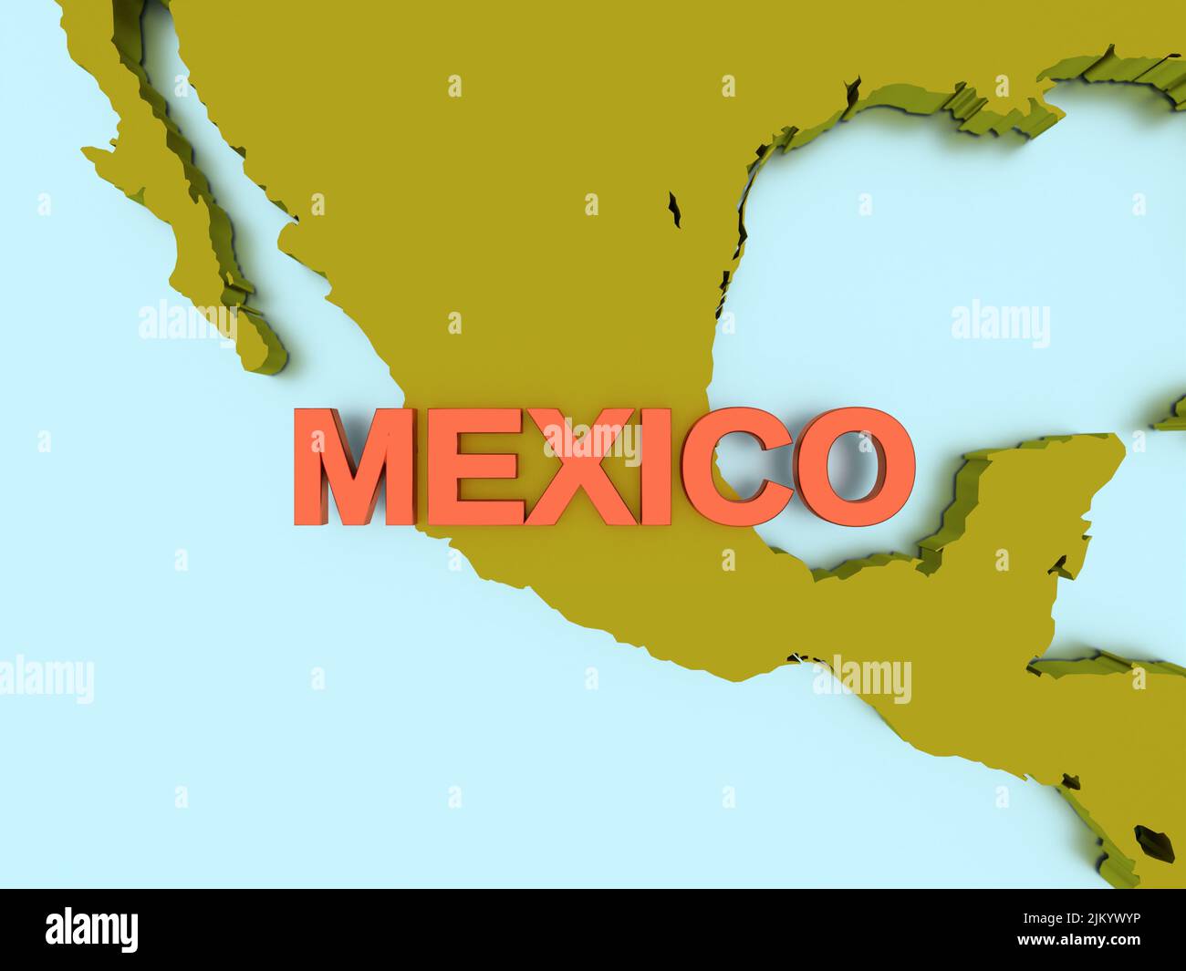 a 3D rendered map of Mexico Stock Photo - Alamy