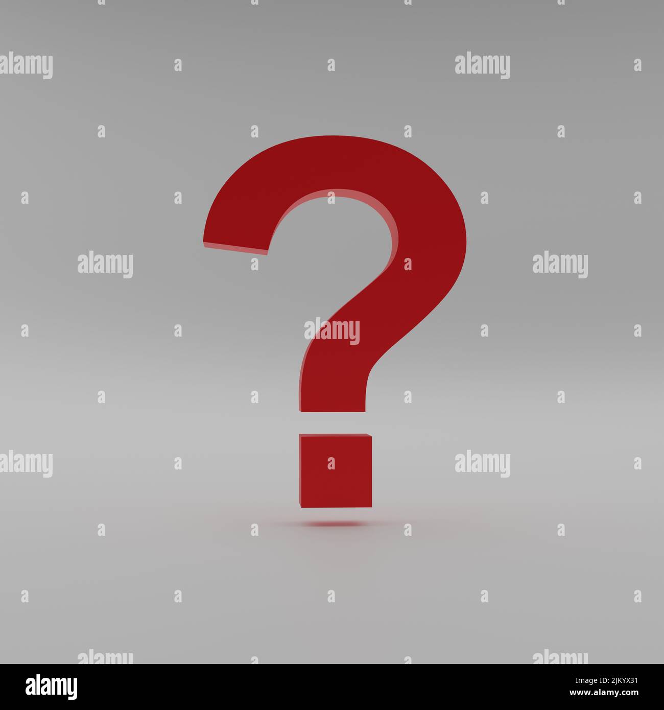 A floating red question mark on a grey background Stock Photo - Alamy