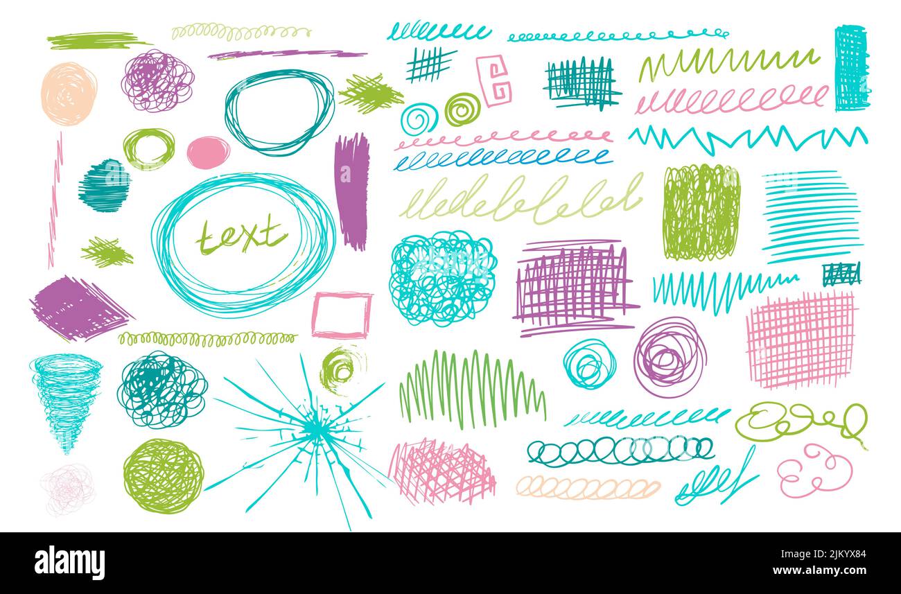 Scribble line set. Hand drawn lines, underline strokes, doodle lines in ...