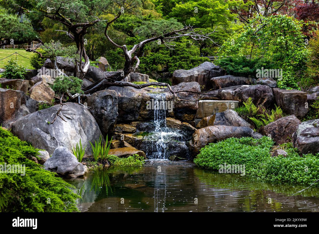 A waterfall at Birmingham Botanical Gardens Stock Photo - Alamy