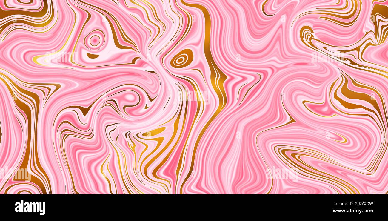 Pink and gold seamless marble pattern with psychedelic swirls. Vector ...