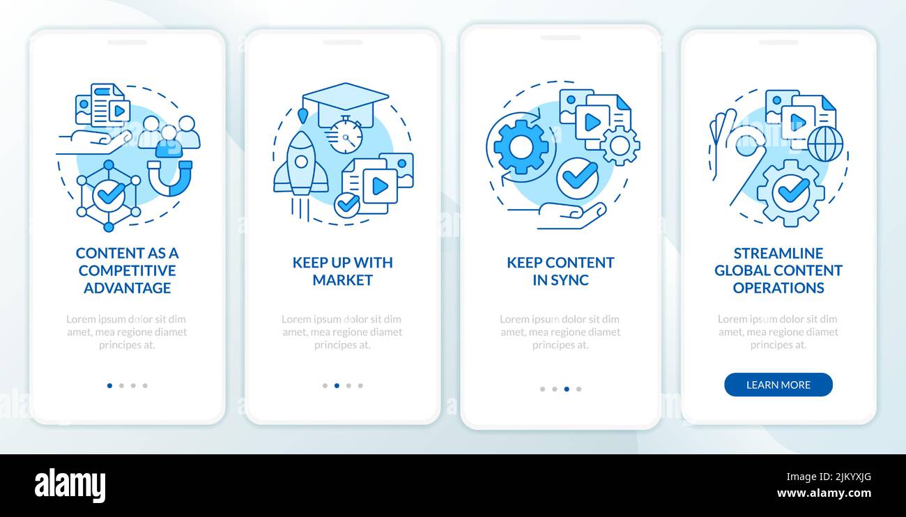 Content Design Strategies Blue Onboarding Mobile App Screen Stock Vector Image And Art Alamy